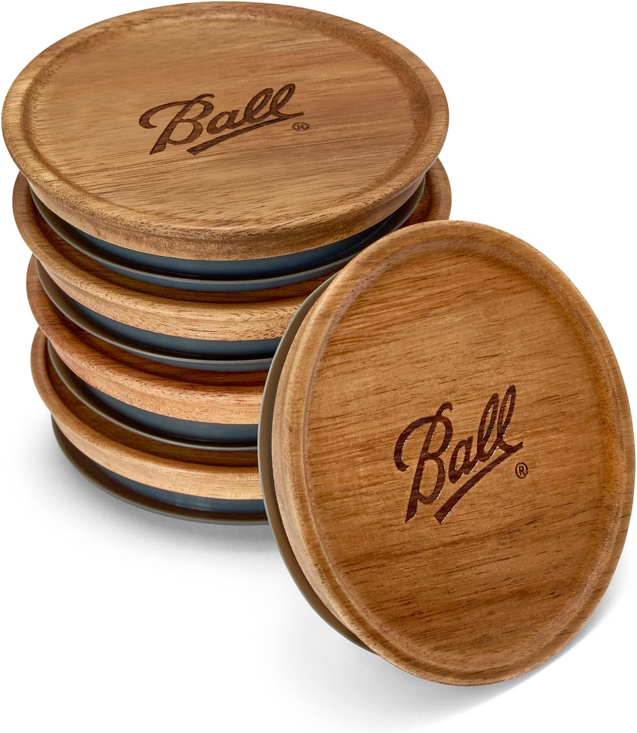 Amazon.com: Ball® Jar Lids, 5 Pack Ball Jar Wooden Storage Lids: Home ...