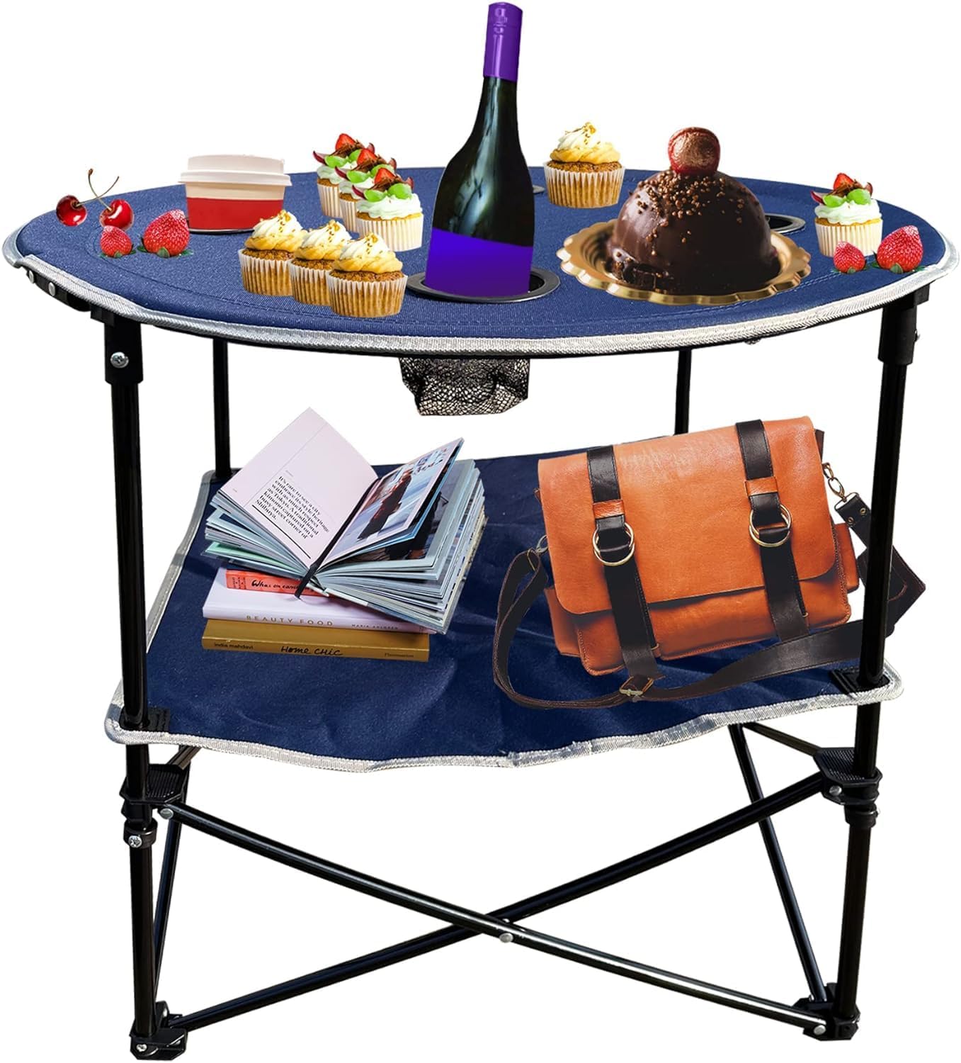 Amazon.com : Portable Double Layer Camping Table, Outdoor Folding ...