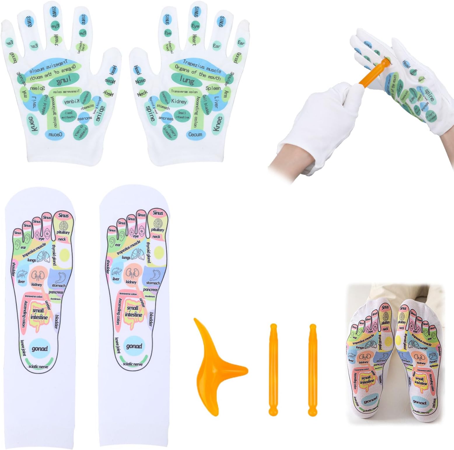 Amazon.com: Aeaocvo 6Pcs Reflexology Socks Set, Hand Spa Tools and Foot ...