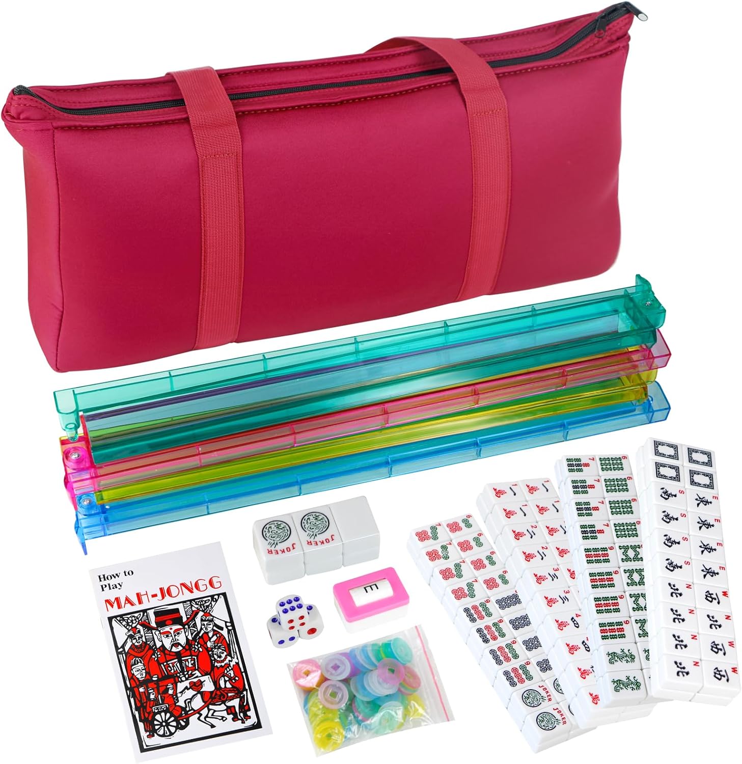 Amazon.com: SacPero American Mahjong Game Set 166 Mahjong Tiles Set 4 ...