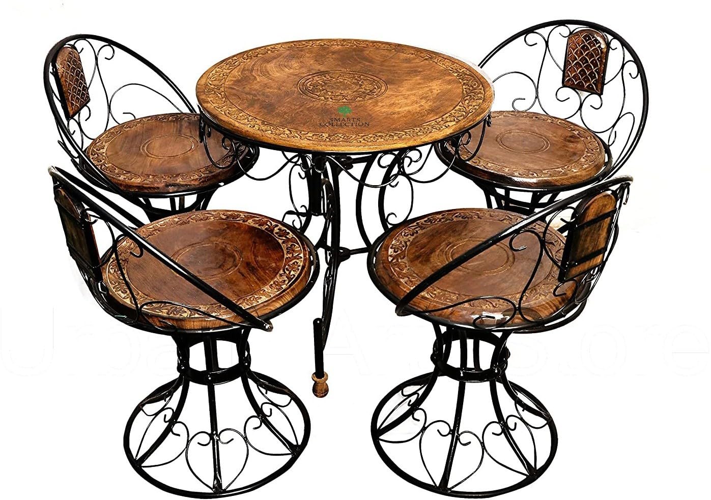 SMARTS COLLECTION Cast Iron 4 Seater Dining Set for Living Room | Pre-Assembled 4 Iron Chair and ...