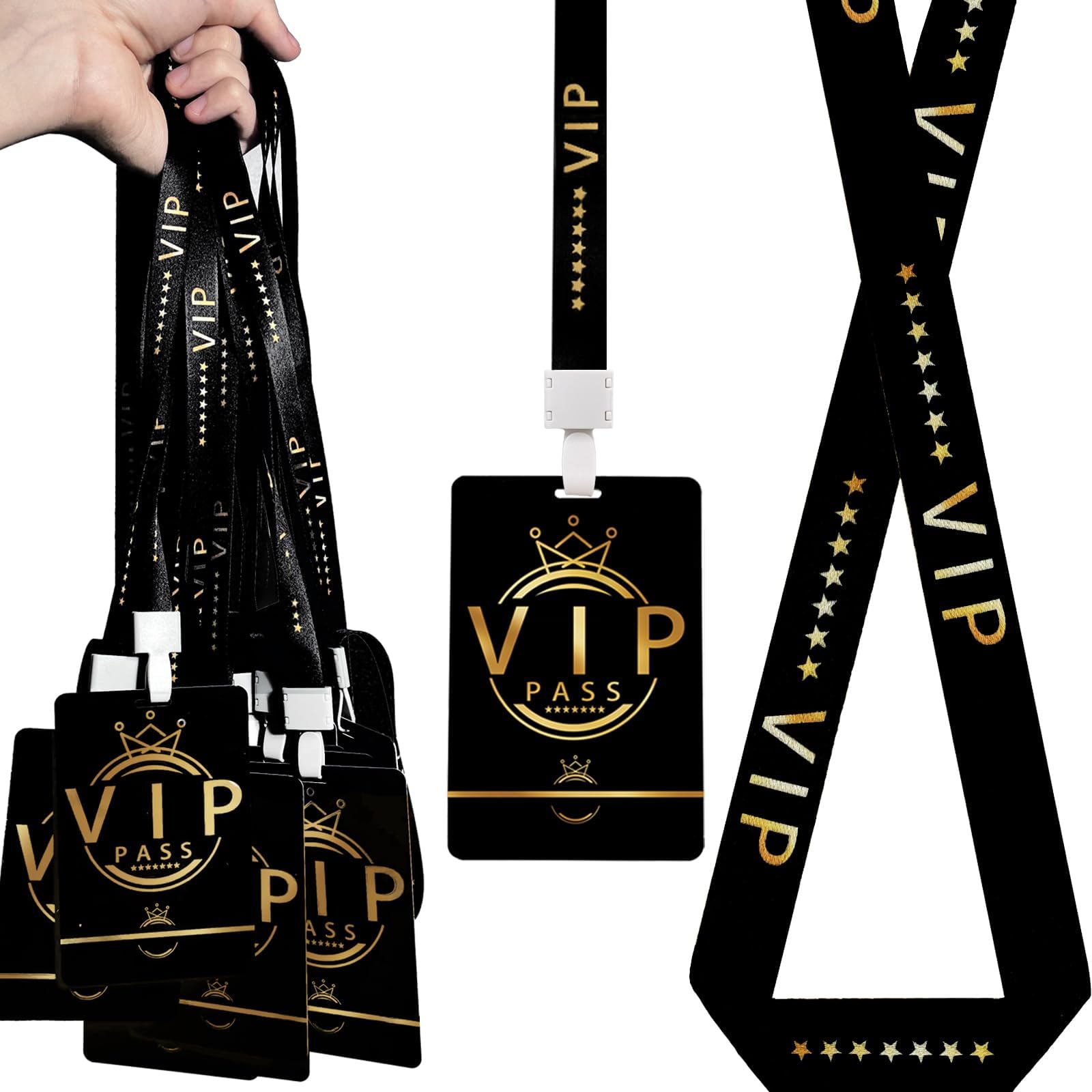 Amazon.com : 50 Sets PVC VIP Badge lanyards and Plastic Pass Cards ...