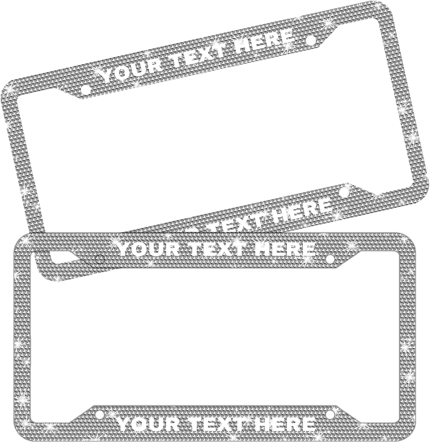 Amazon.com: 2PCS Custom Sparkly Bling License Plate Frame, Faux Printed ...