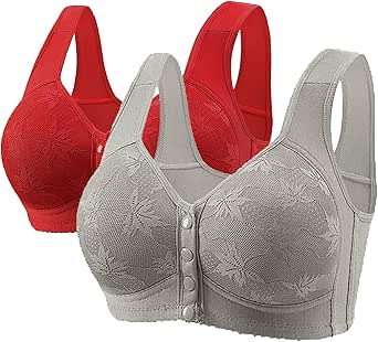 Amazon.com: Daisy Bra for Older Women 2 Pcs Push Up Daily Bras Front ...