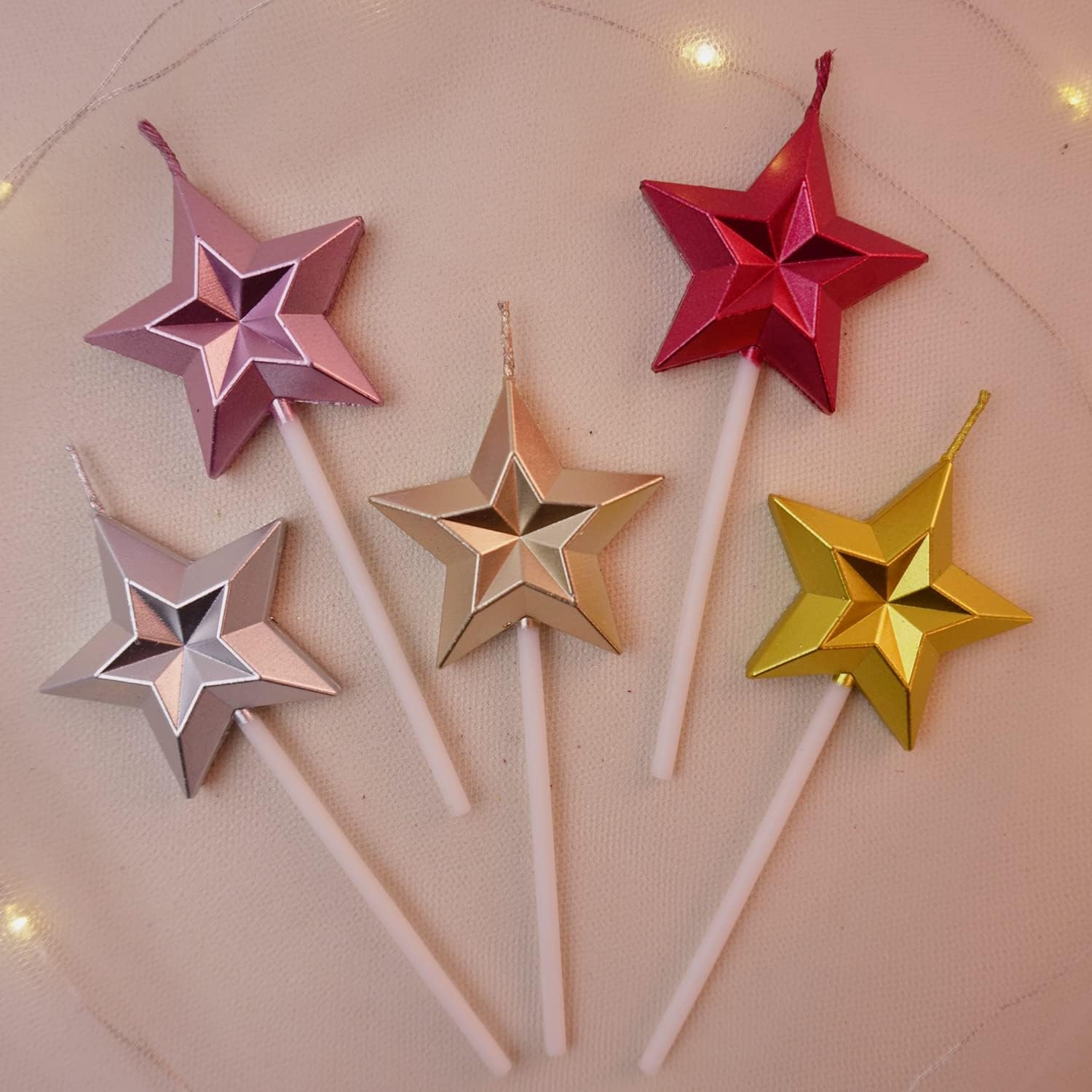 Amazon.com: Threlaco 16 Pack Silver Birthday Candles for Cake Star ...