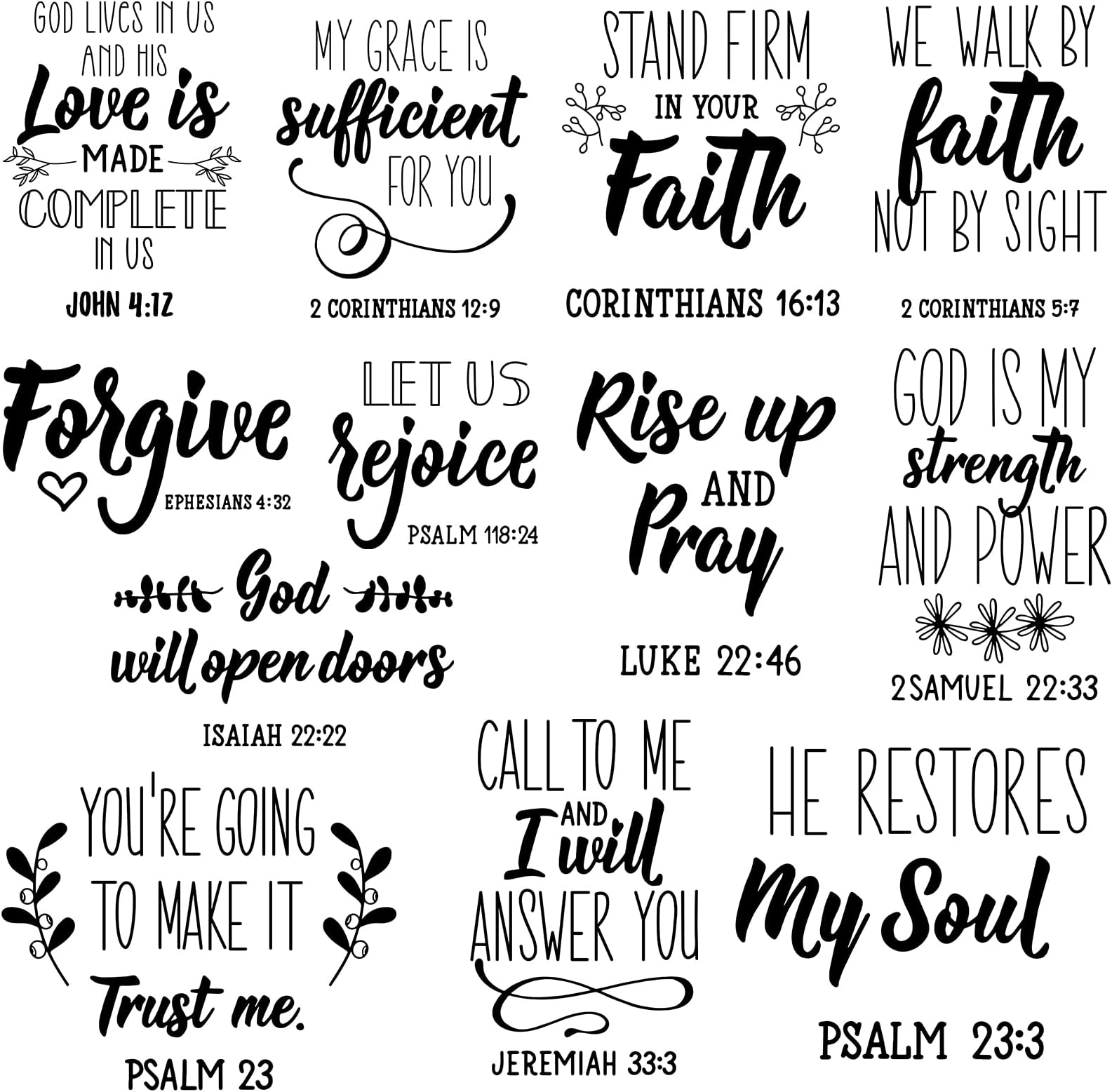Amazon.com: 12 Pieces Bible Verse Wall Stickers, Inspirational Quote ...