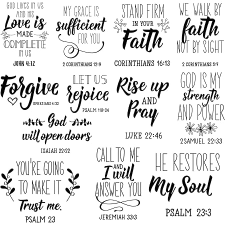 Amazon.com: 12 Pieces Bible Verse Wall Decals Scripture Wall Art ...