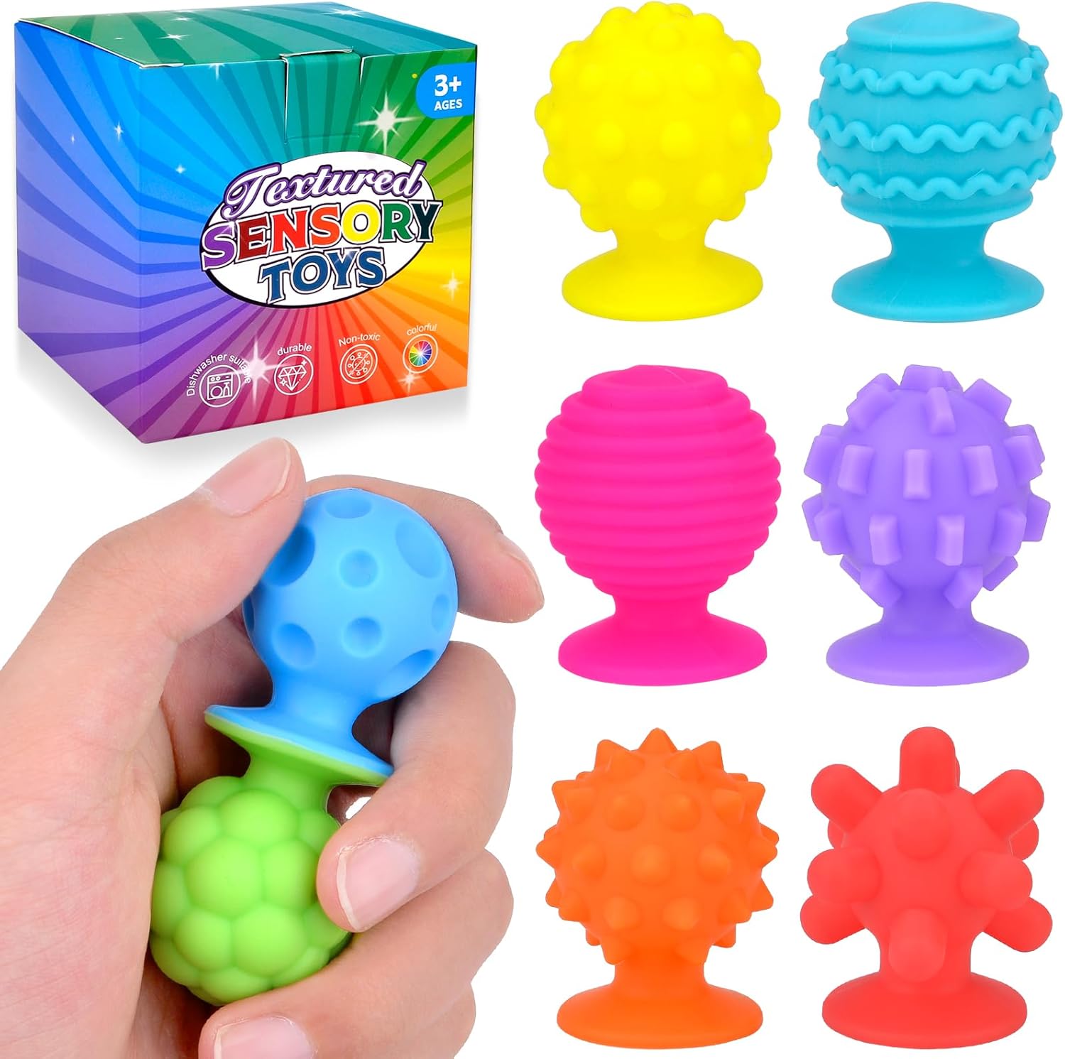 Vibbang 8PCS Suction Toy, Sensory Fidget Toys, Kids Bath Toys, Slicone ...