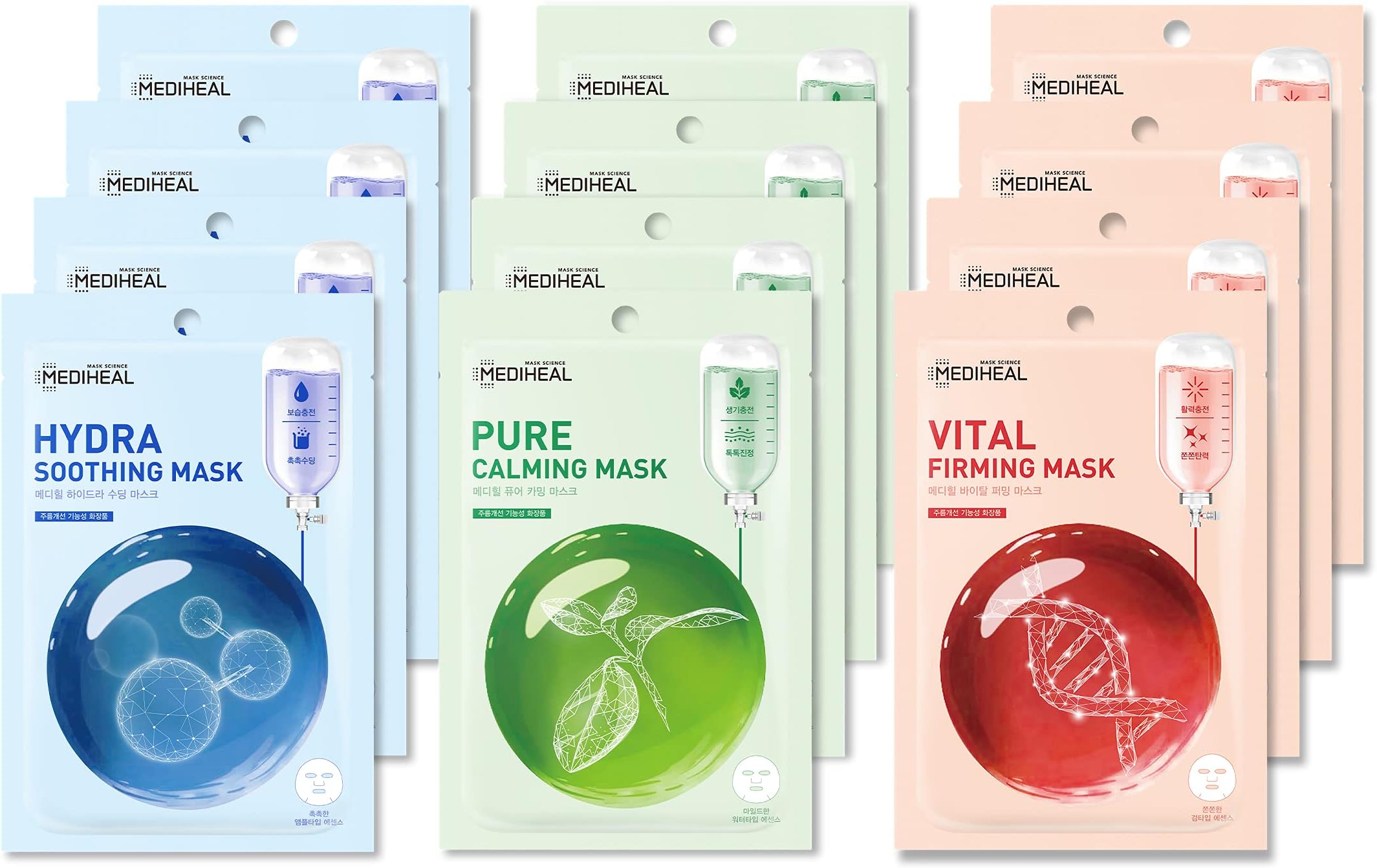Amazon.com : Mediheal Daily Essential Masks 12 Pack (3 types x 4 each ...