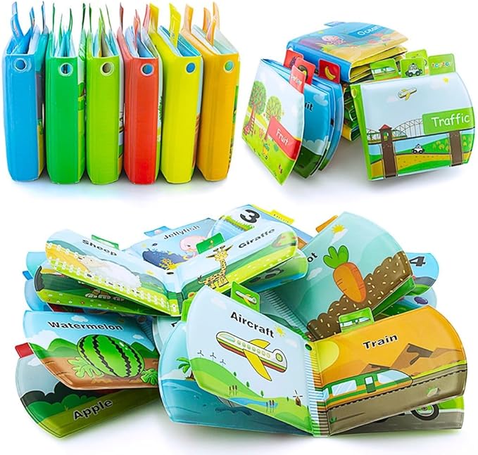 Amazon.com: Baby Bath Books, 6Pack Nontoxic Fabric Baby Bath Books ...