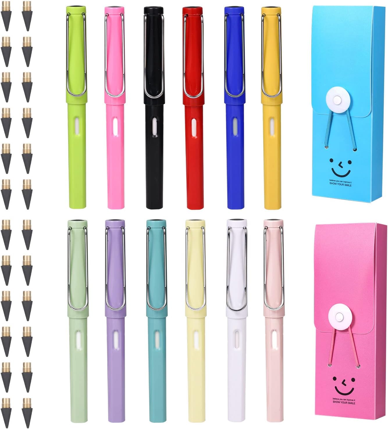 Amazon.com : LUTER 12pcs Inkless Pencils, Infinity Pencils with Erasers ...