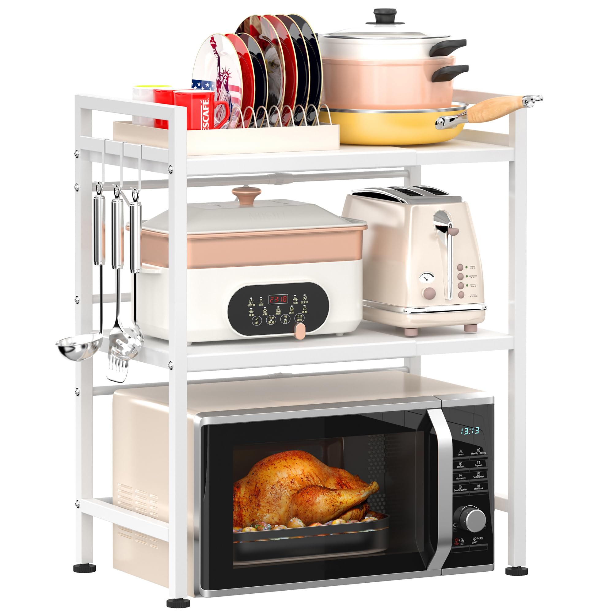 Amazon.com - PUSDON Microwave Oven Rack, Adjustable Shelf Organizer 3 ...