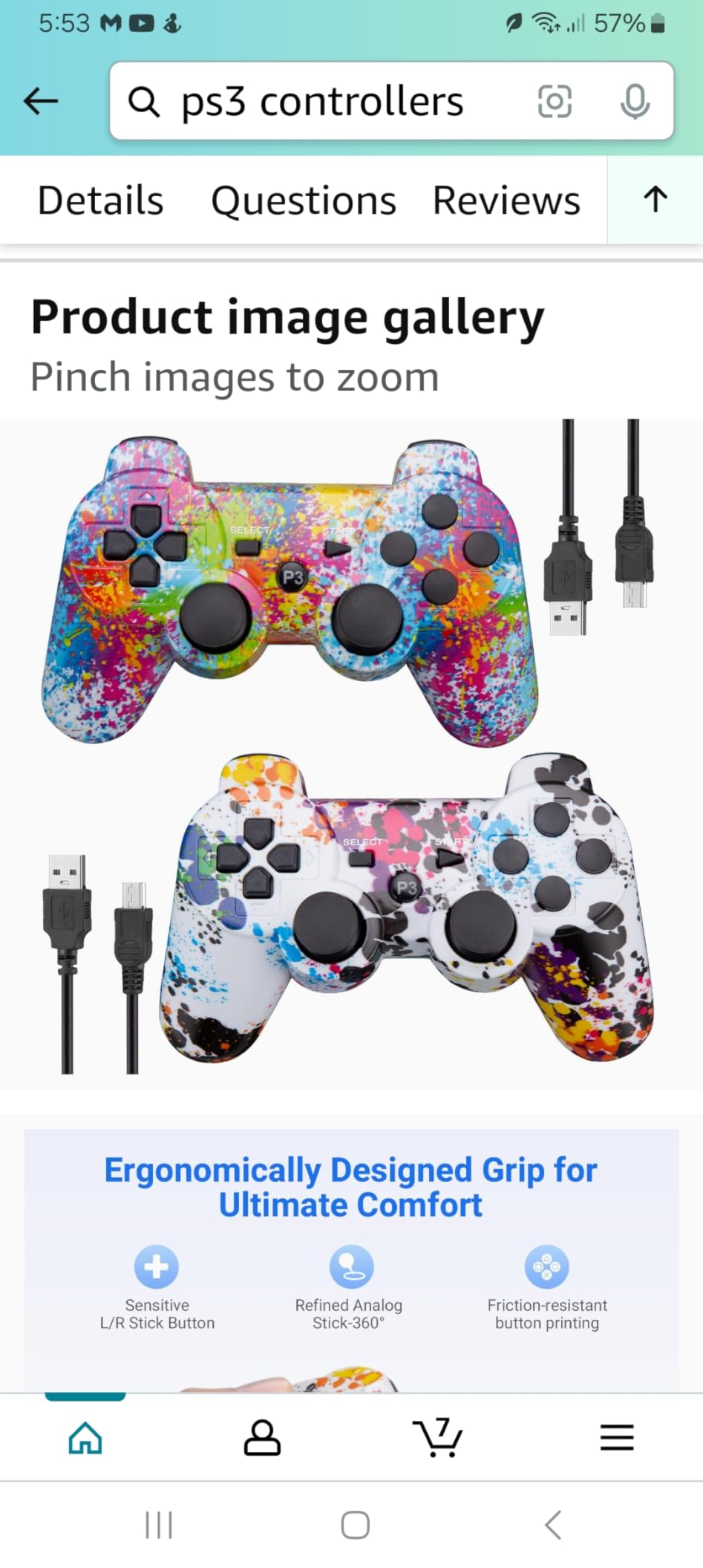 Powerextra PS3 Controller,2Pack Replacement Playstation 3 Wireless ...