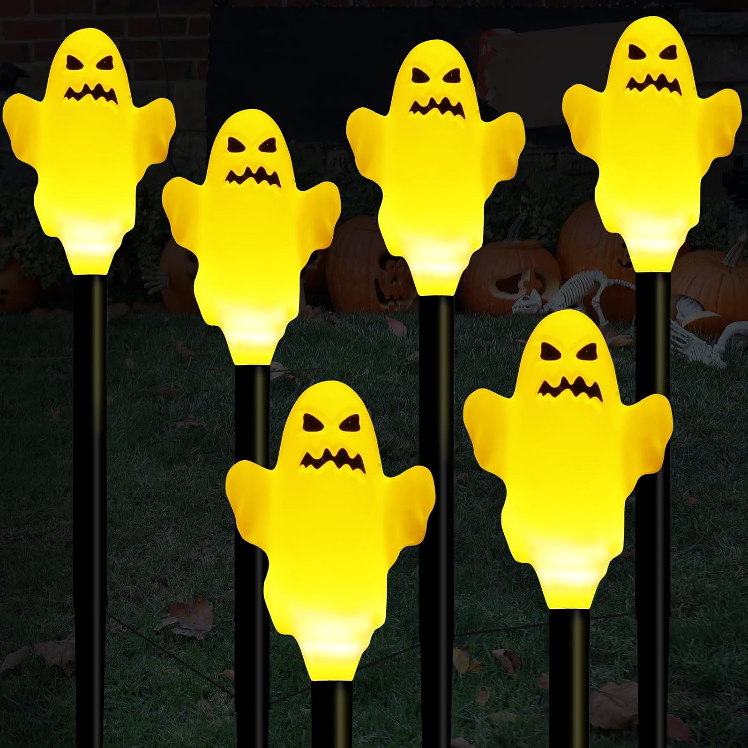 Amazon.com : Set of 6 Halloween Ghost Pathway Lights Battery Powered ...