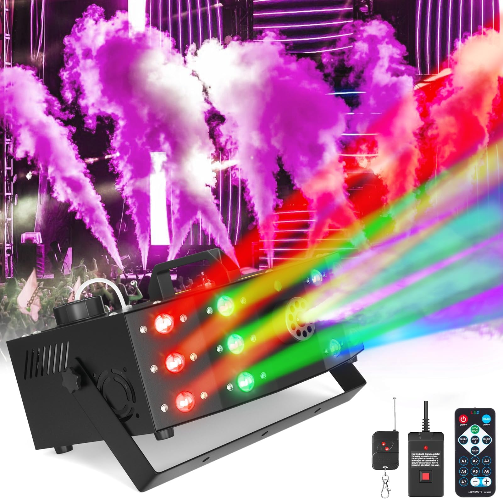 Amazon.com: Hakuta Fog Machine Smoke Machine with 12 LED Colorful Beam ...