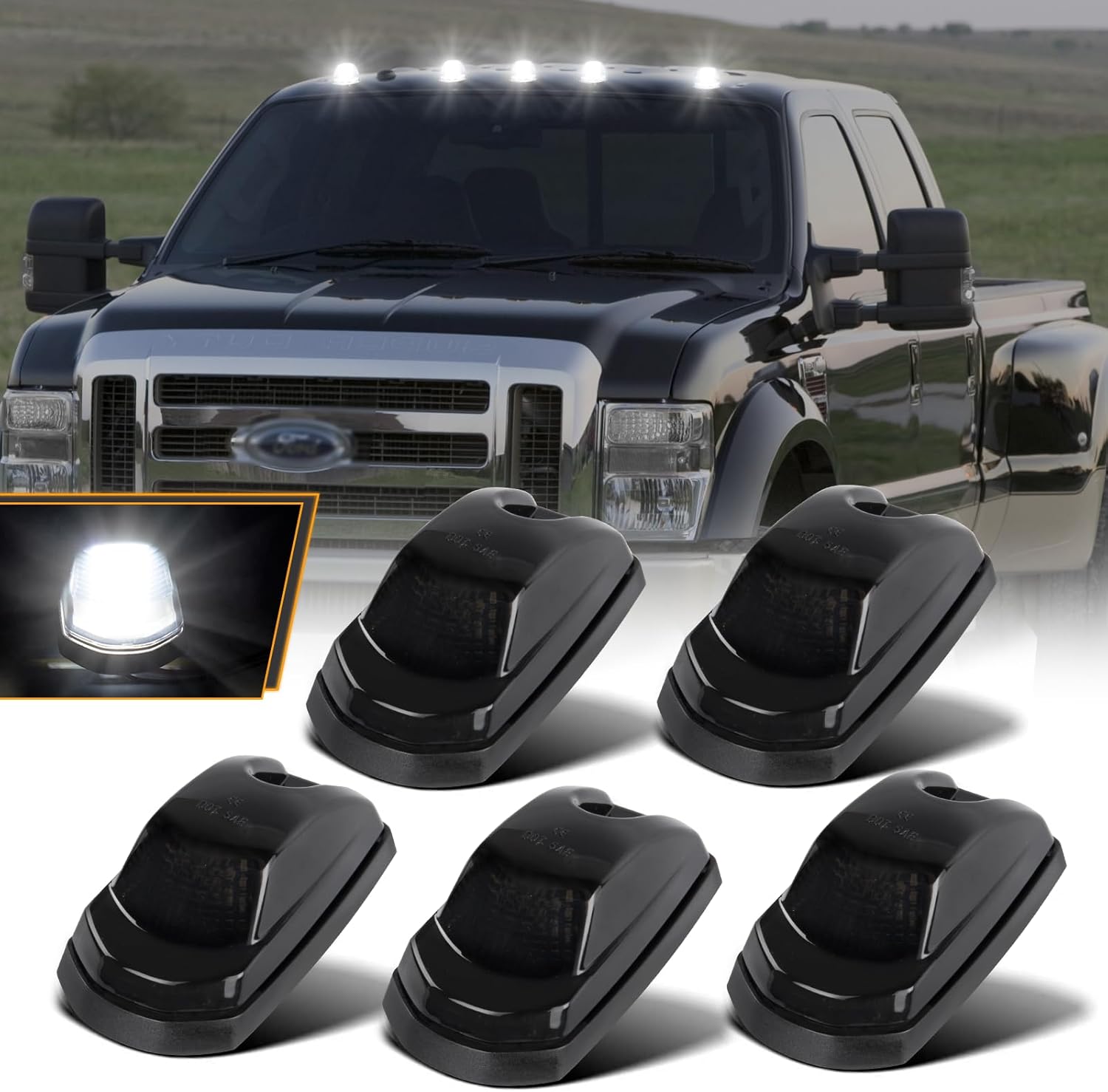 Amazon.com: 5PCS White LED Cab Roof Marker Light 18 LED Roof Top ...