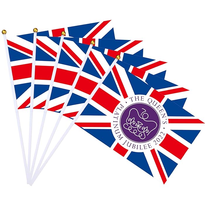 Buy 20 Pack Small Queen Platinum Jubilee Flag Stick 21 x 14 cm ...
