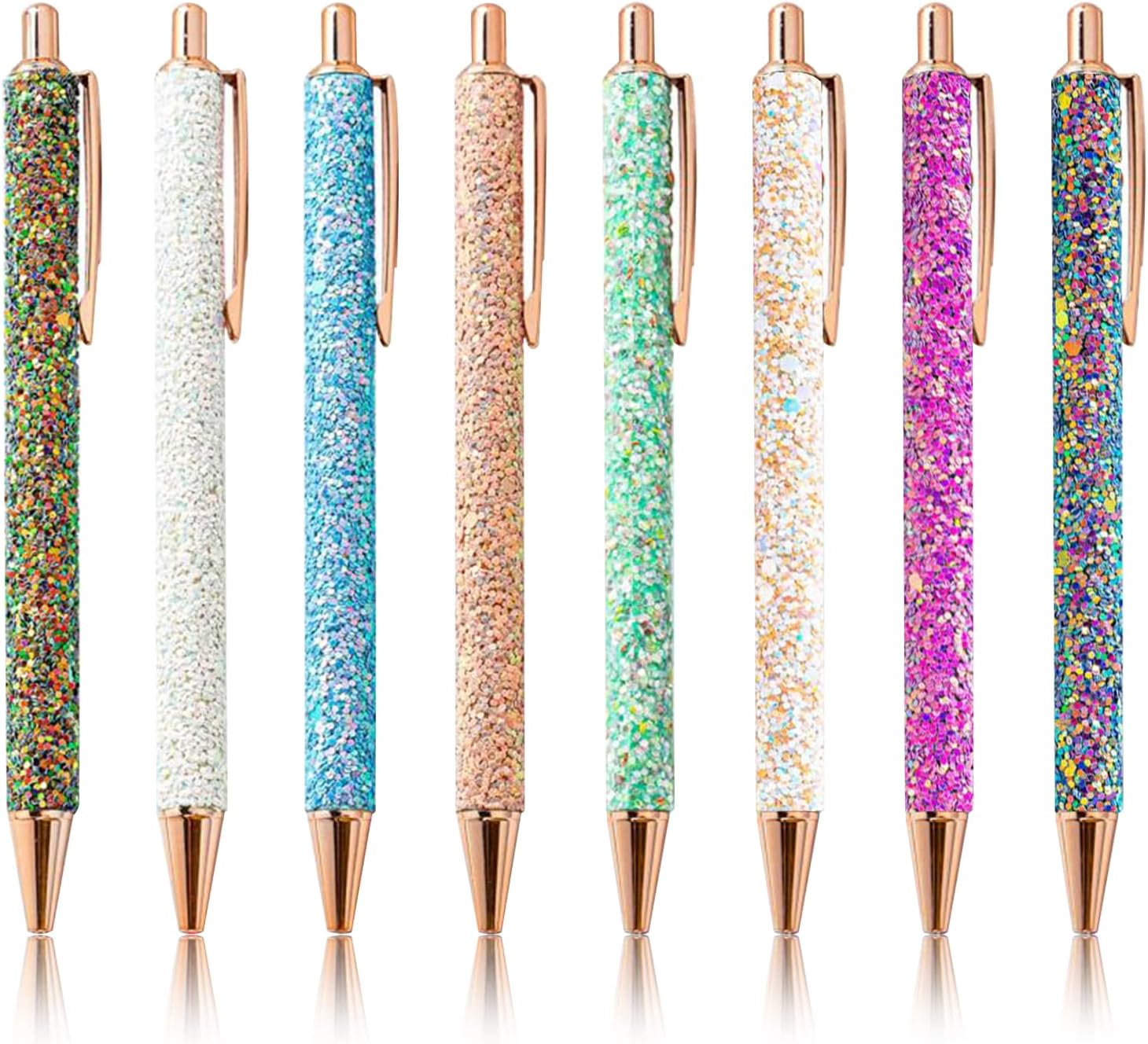 Chris.W Lot de 8 stylos à bille fantaisie rétractables en métal ...