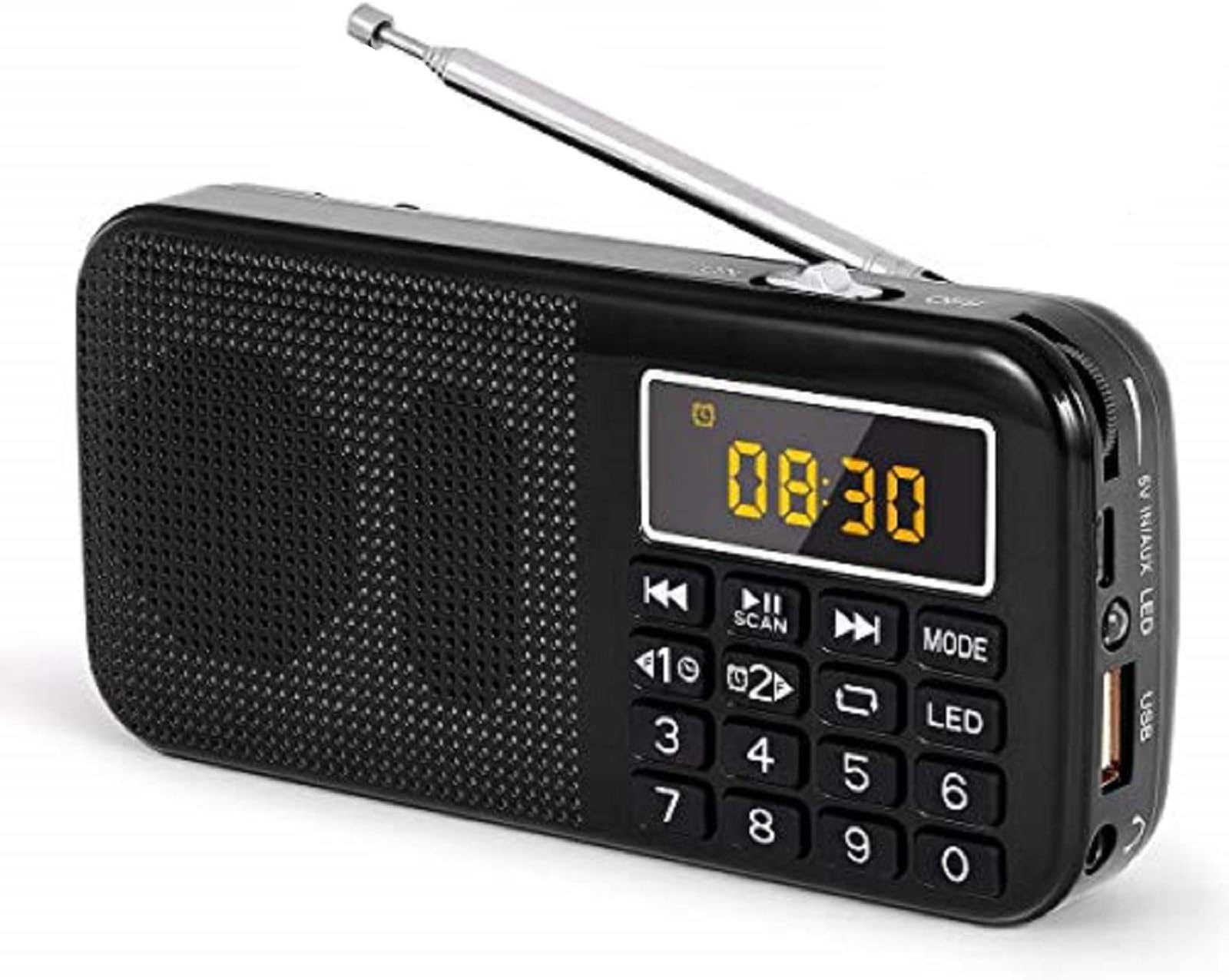 PRUNUS J-725 Rechargeable Radio Portable, FM Radio Alarm Clock, Small ...