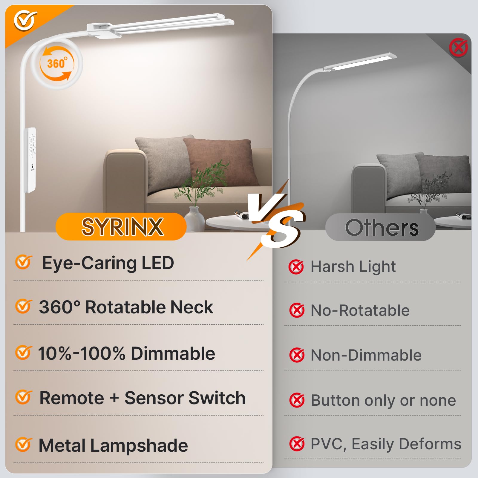 Snapklik.com : Syrinx LED Floor Lamp, Double Head Gooseneck Floor Lamps ...
