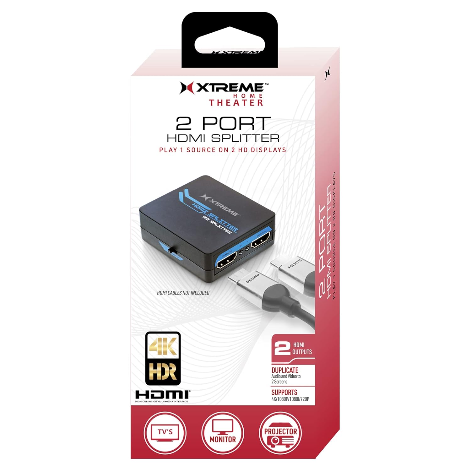 Amazon.com: Xtreme 2-Port HDMI Splitter for HDTVs, Computer Monitors ...