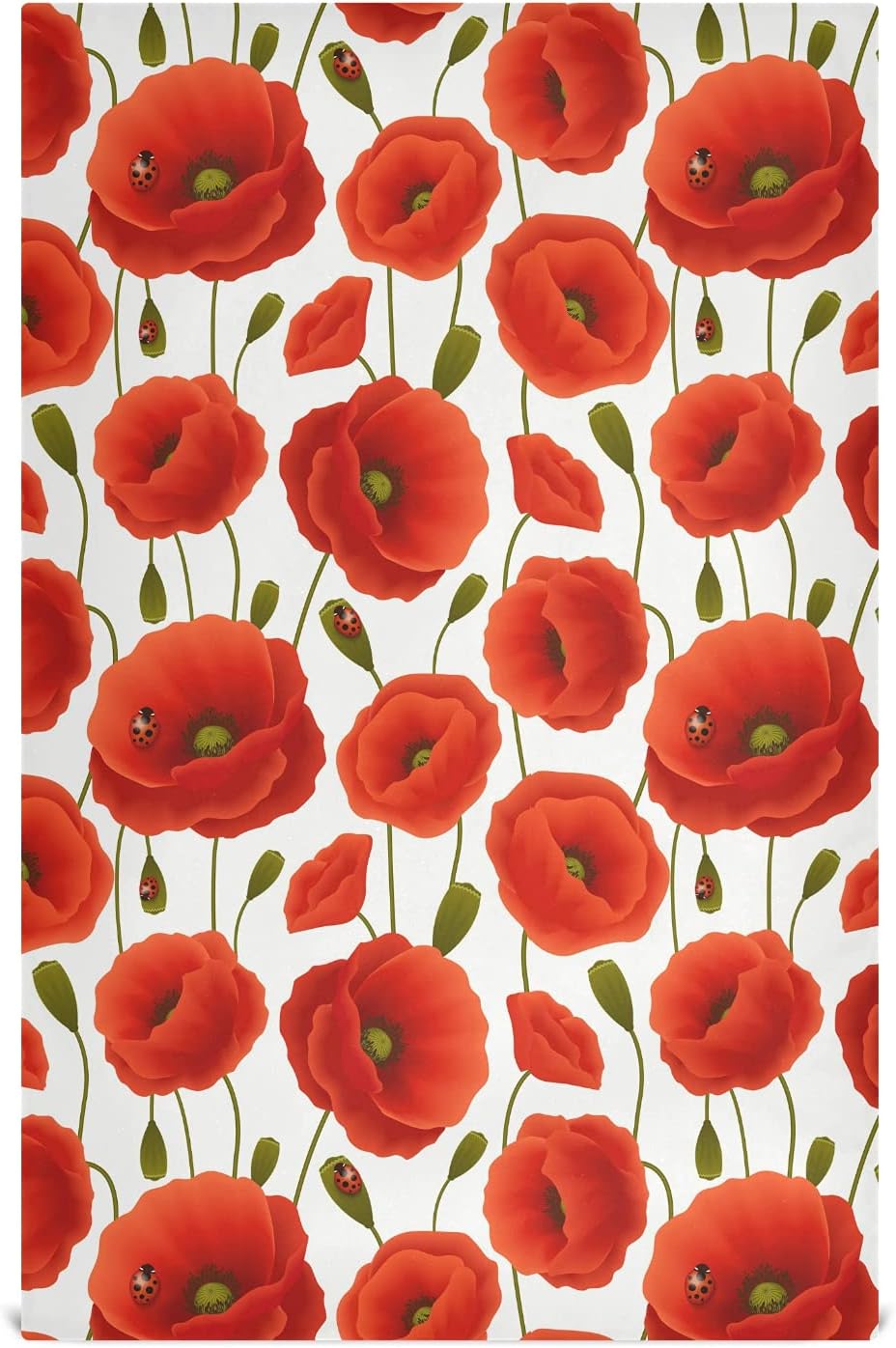 Amazon.com: oFloral Red Poppy Floral Hand Towels Cotton Washcloths ...