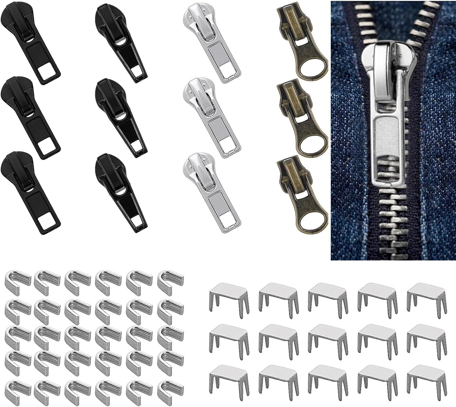 FixnZip Instant Zipper Replacement, Nikel, Black Nickel, M : Amazon.co.uk