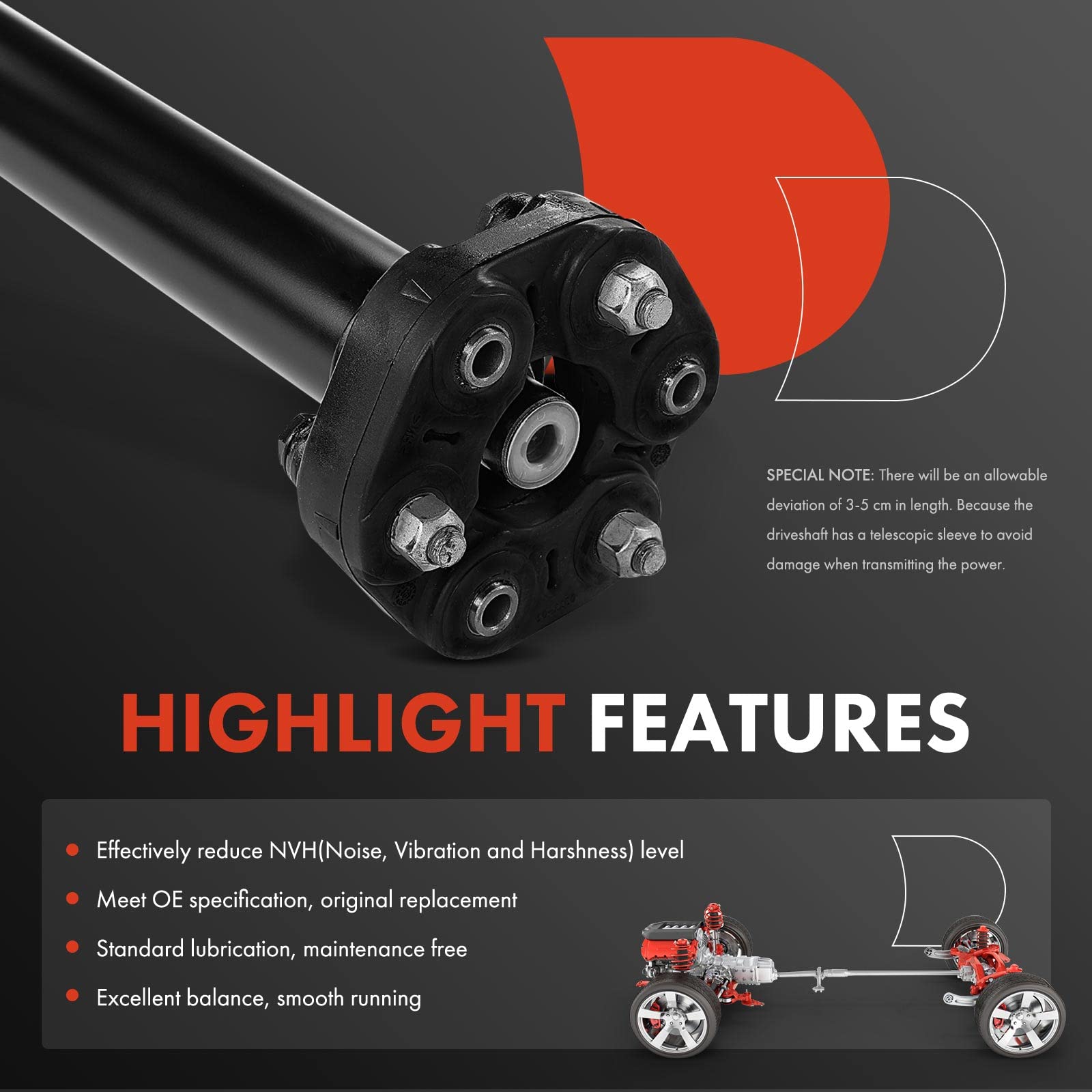 A-Premium Rear Complete Drive Shaft Prop Shaft Driveshaft Assembly ...