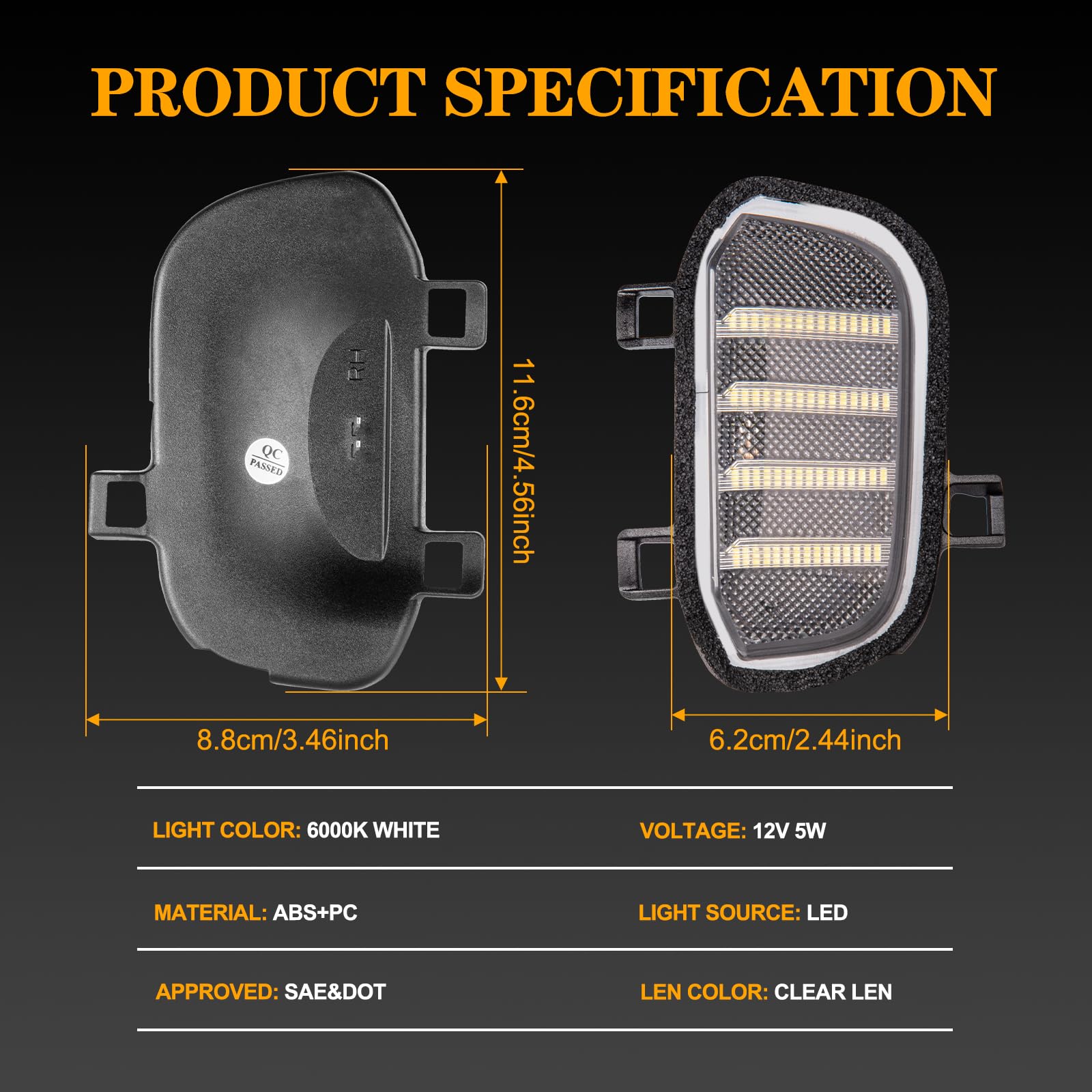 Snapklik.com : Gempro 2PCS White LED Side Mirror Puddle Light For 2019 ...