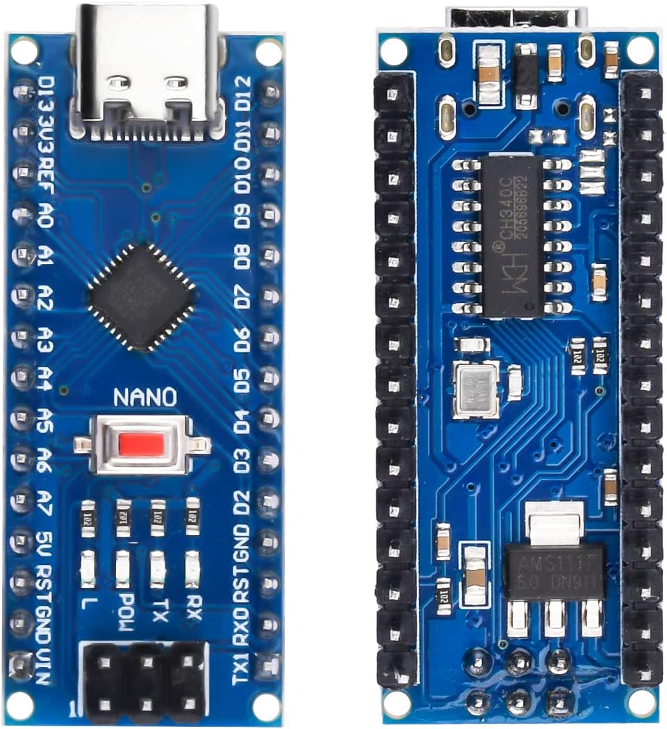 Paquete de 2 placas Nano V3.0, Aideepen Type-C V3.0 Nano ATmega328P 5V ...