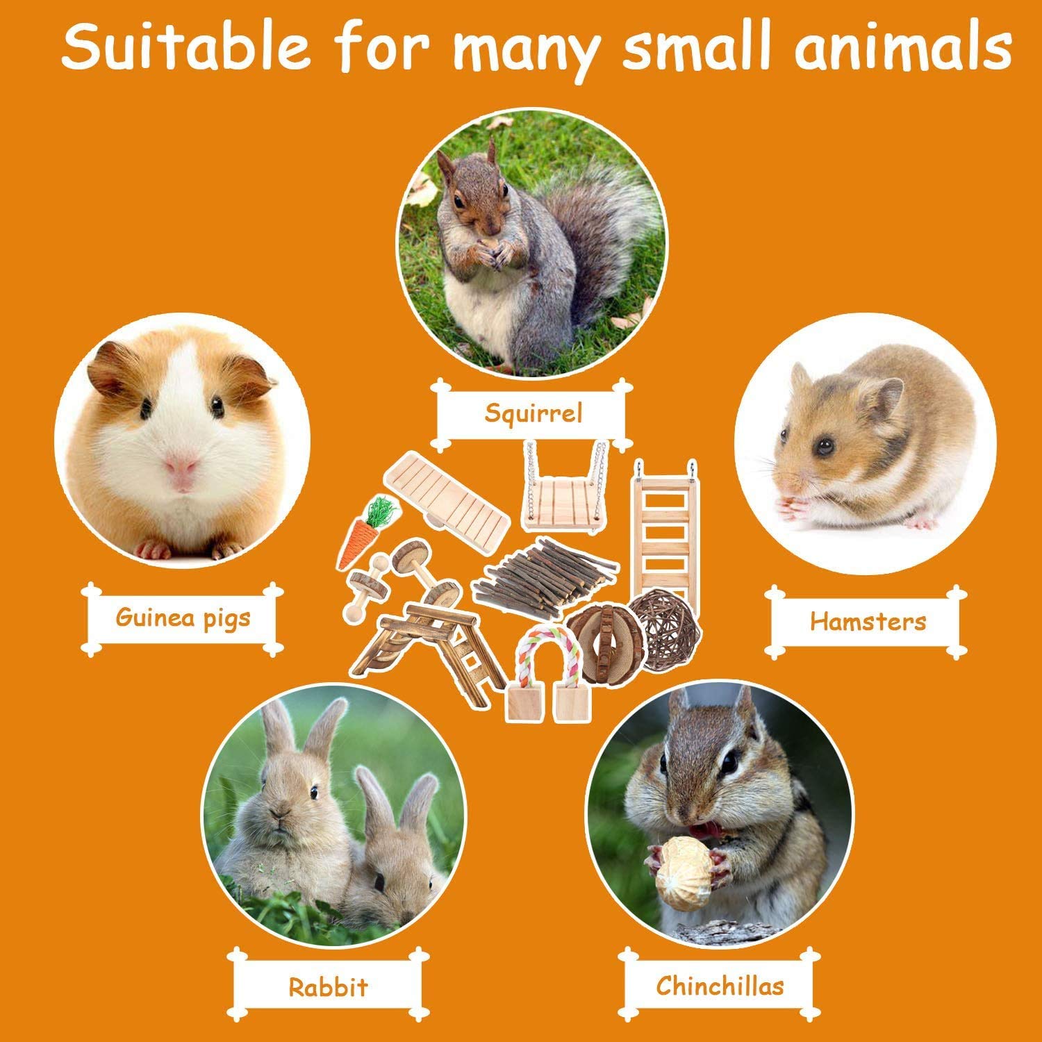 Chinchilla Toys PINVNBY Bunny Chew Toys For Teeth Natural Organic ...