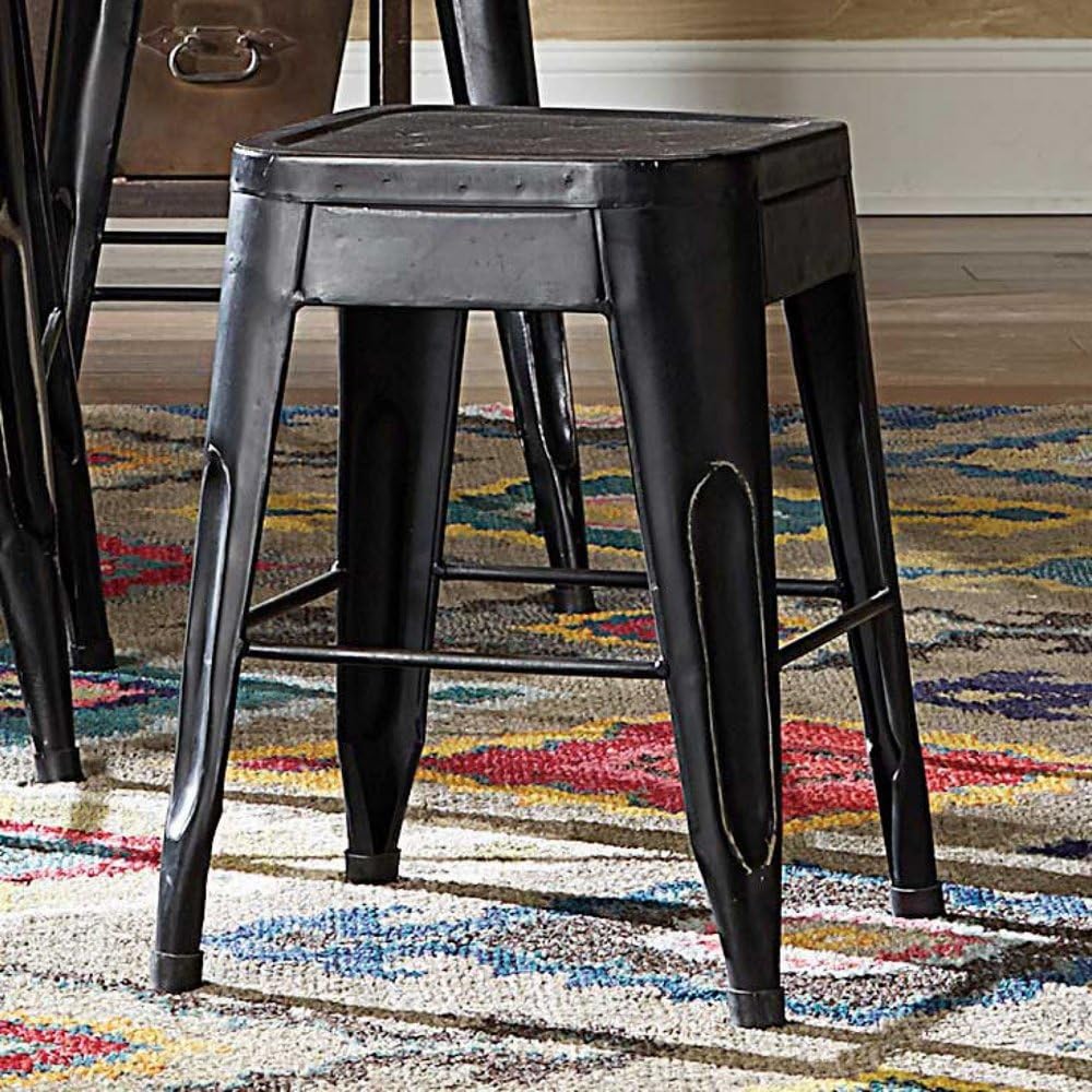Amazon.com: Home Elegance Metal Stool, Black, Set of 4 : Home & Kitchen