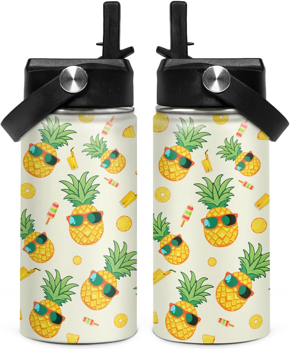 Amazon.com: Kids Water Bottle Pineapple Water Bottles 12oz with Straw ...