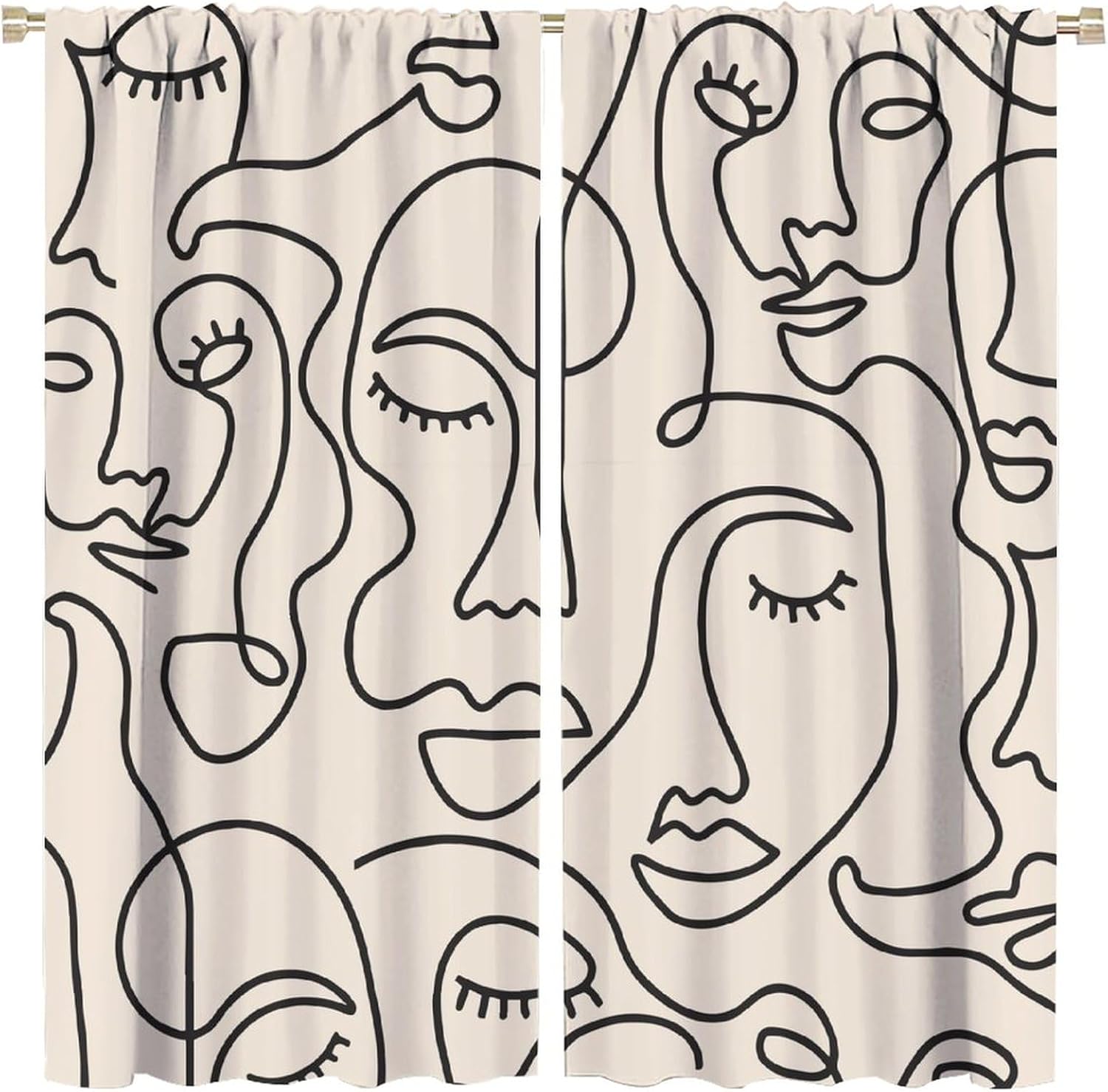 Amazon.com: SENQIAN Abstract Woman Face Curtains Modern Minimalist Boho ...