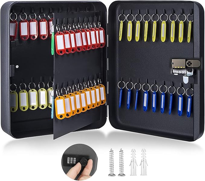 Combination Key Safe - Wall Mounted Key Box 72-key Steel Key Cabinet ...