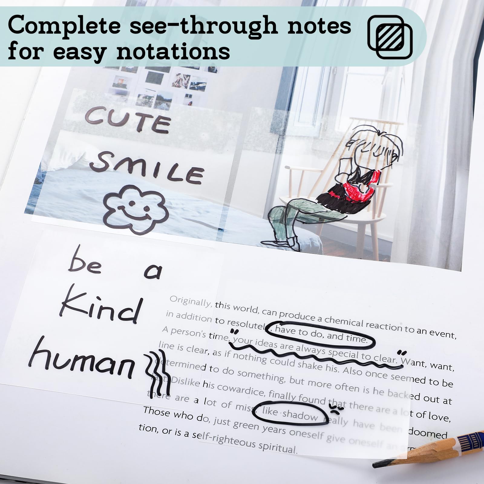 Snapklik.com : 1000 Sheets Transparent Sticky Notes, 3x3 Inch Clear ...