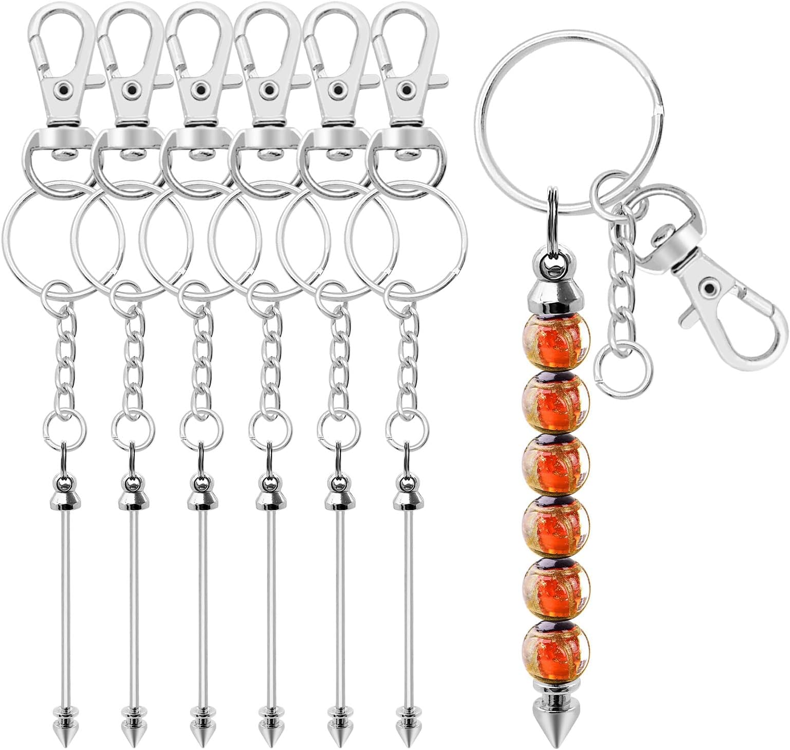 Amazon.com: 20pcs Beadable Keychain Bars Bulk, Metal Bead Keychain ...