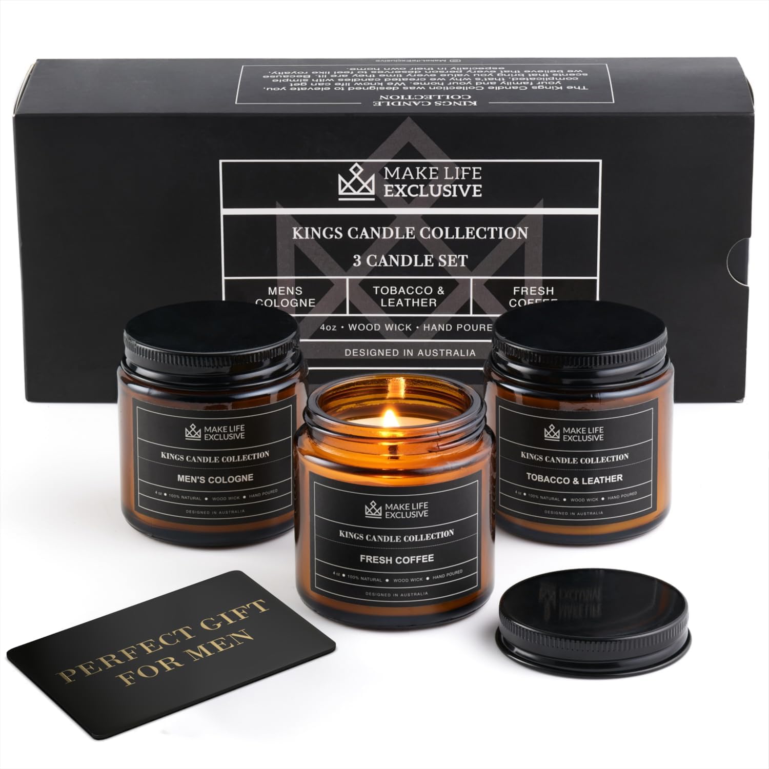 Amazon.com: Set of 3 4oz Scented Candles for Men Gift Set | Bachelor ...