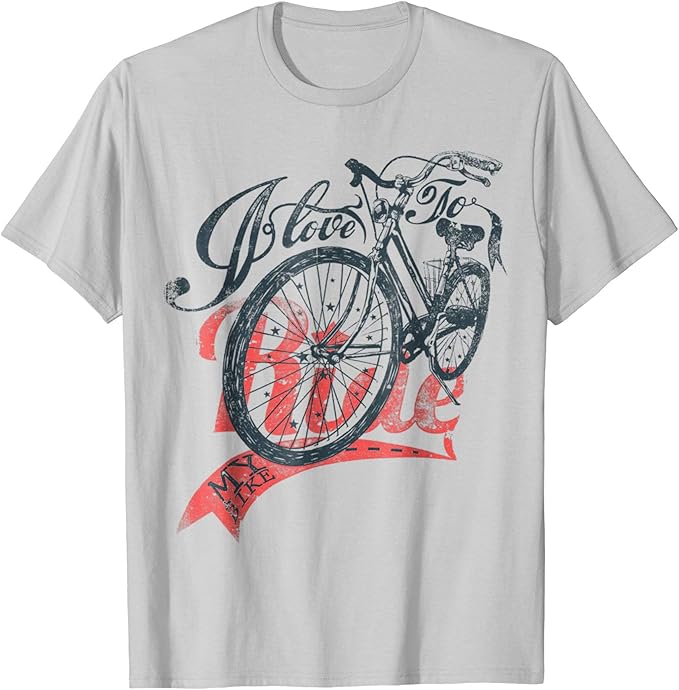 Amazon.com: Rider Bicycle T-Shirt-Retro Vintage I Love To Ride My Bike ...