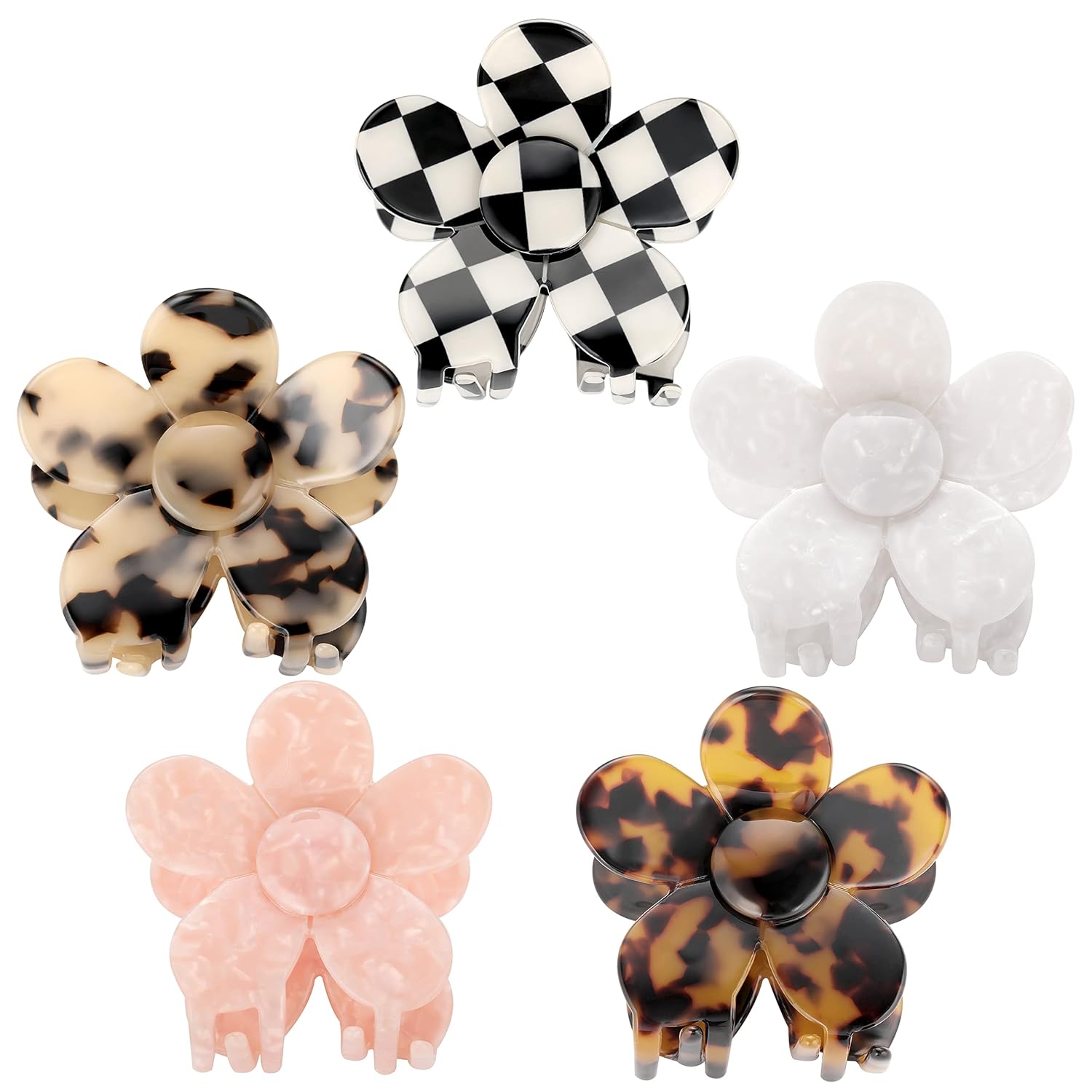 Amazon.com: Flower Claw Clips, Funtopia 5 Pack Flower Hair Clips for ...