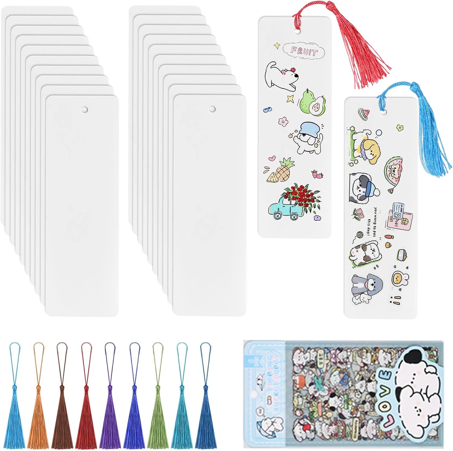 BetterJonny Book Mark Making, 20 pcs White Blank Paper Bookmarks with 1 ...