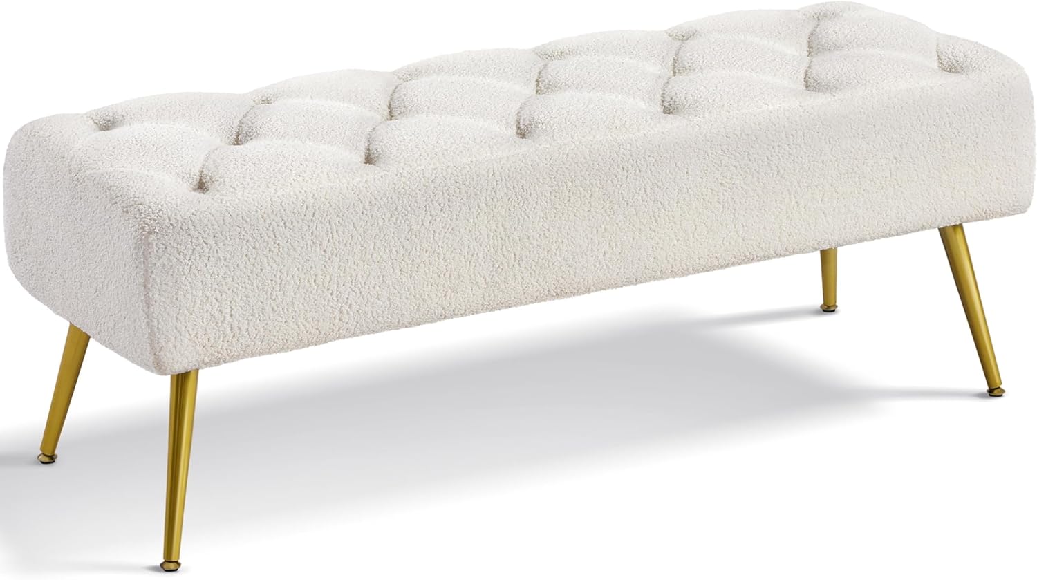 Amazon.com: Yaheetech Modern Ottoman Bench Boucle Bench Upholstered ...