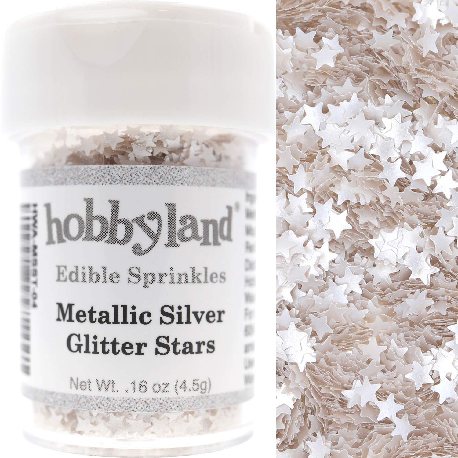 Amazon.com: Hobbyland Edible Sprinkles (Metallic Silver Glitter Stars ...