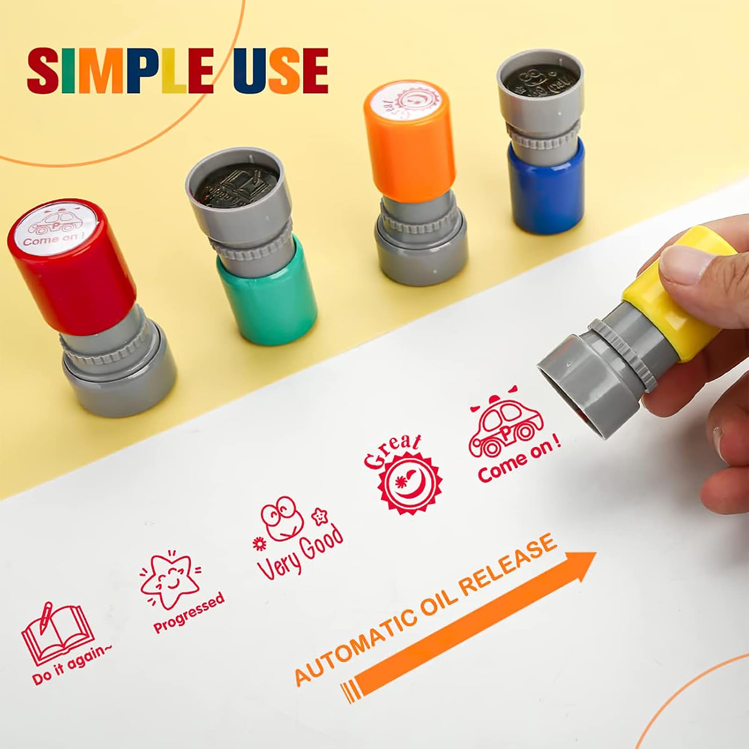 VGOODALL 5PCS Teacher Stamps for Review, Self-Inking Rubber Stamps ...