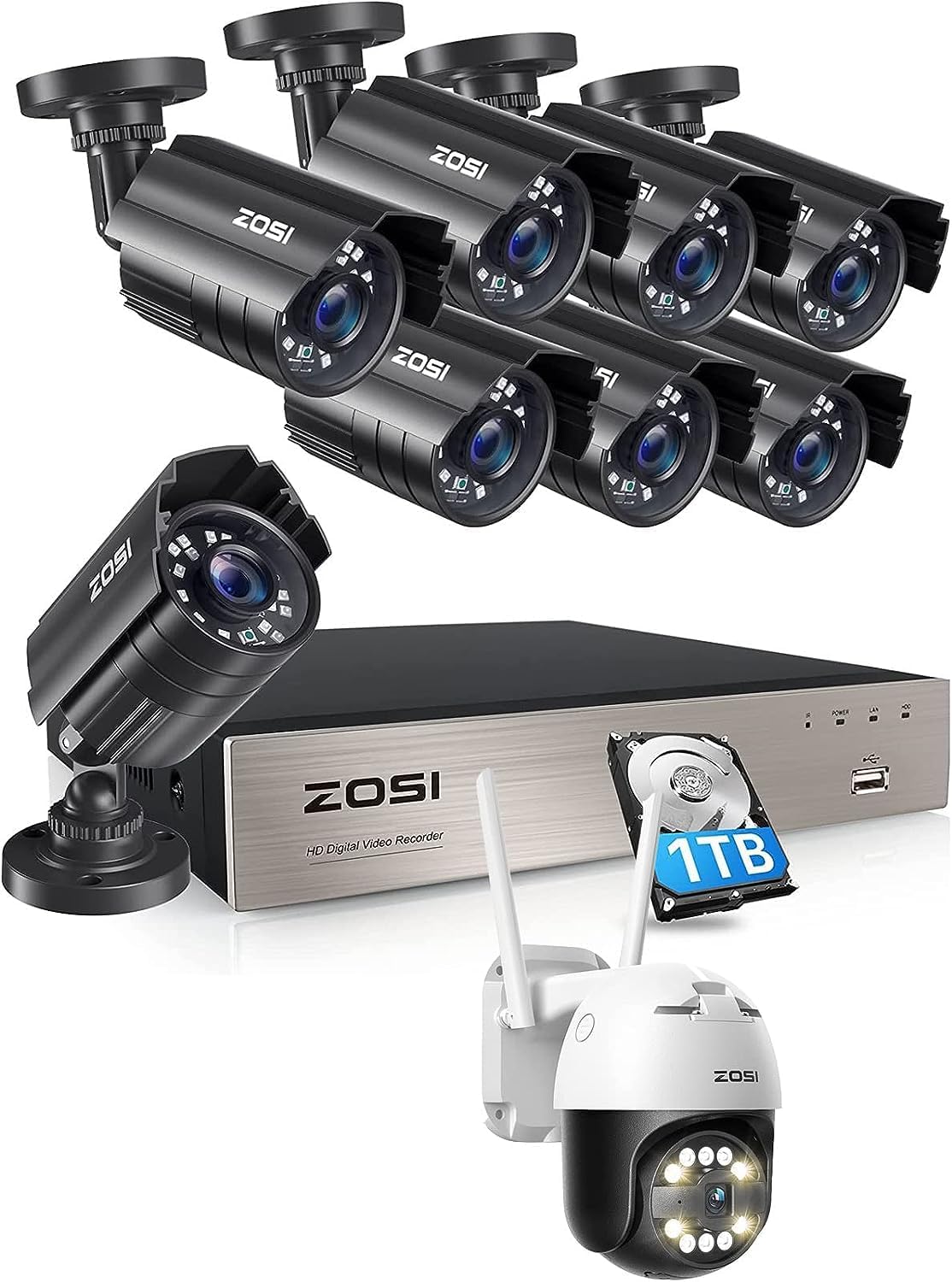 Amazon.com : ZOSI 8CH 5MP Lite Security Camera System with 1TB HDD, H ...