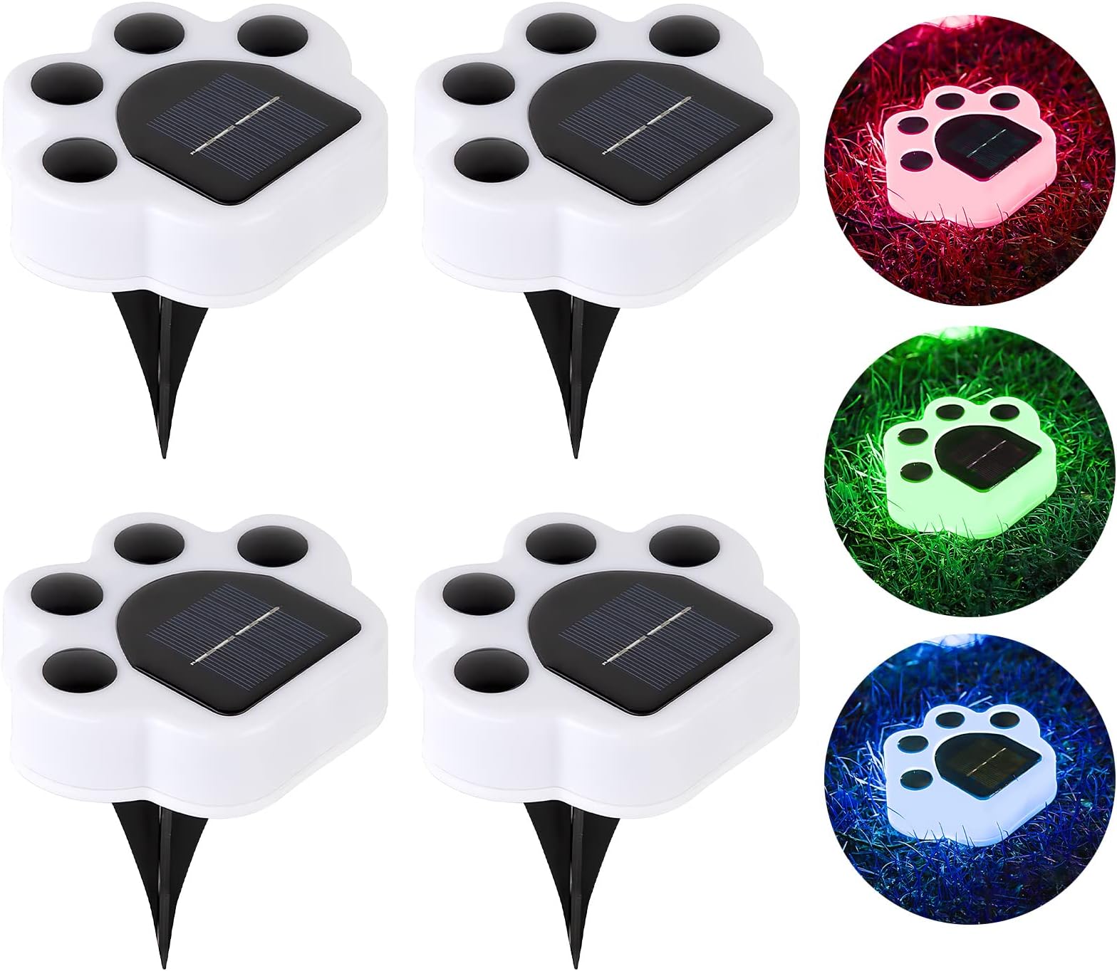 Amazon.com : PAW PRINT GARDEN LIGHTING Solar LED Decorative Set of 4 ...