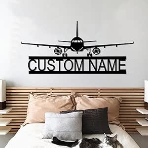 Amazon.com: LullabyMall Luxury Personalized Airplane Metal Sign, Custom ...