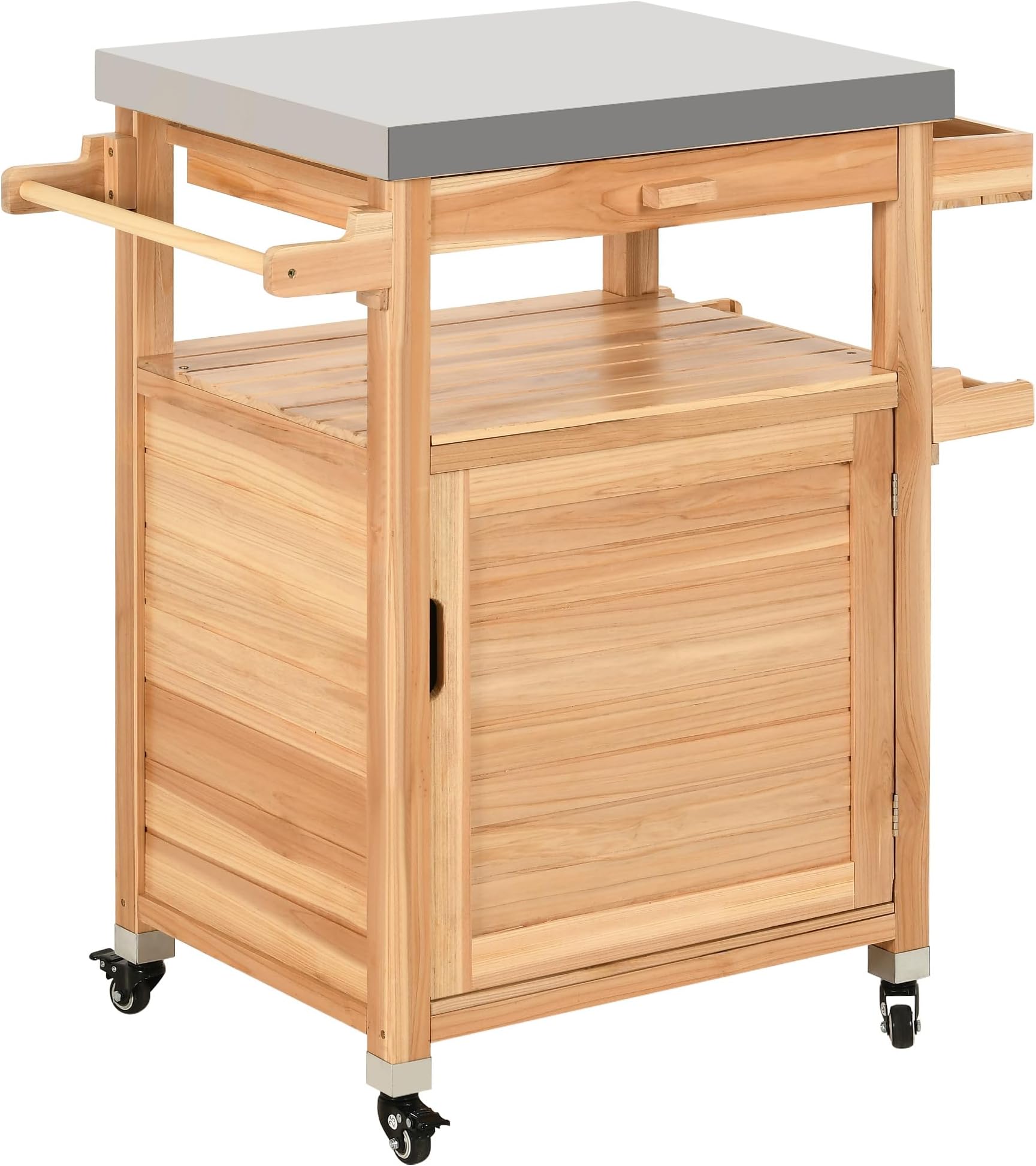 Amazon.com: YITAHOME Solid Wood Grill Cart with Stainless Steel Top ...