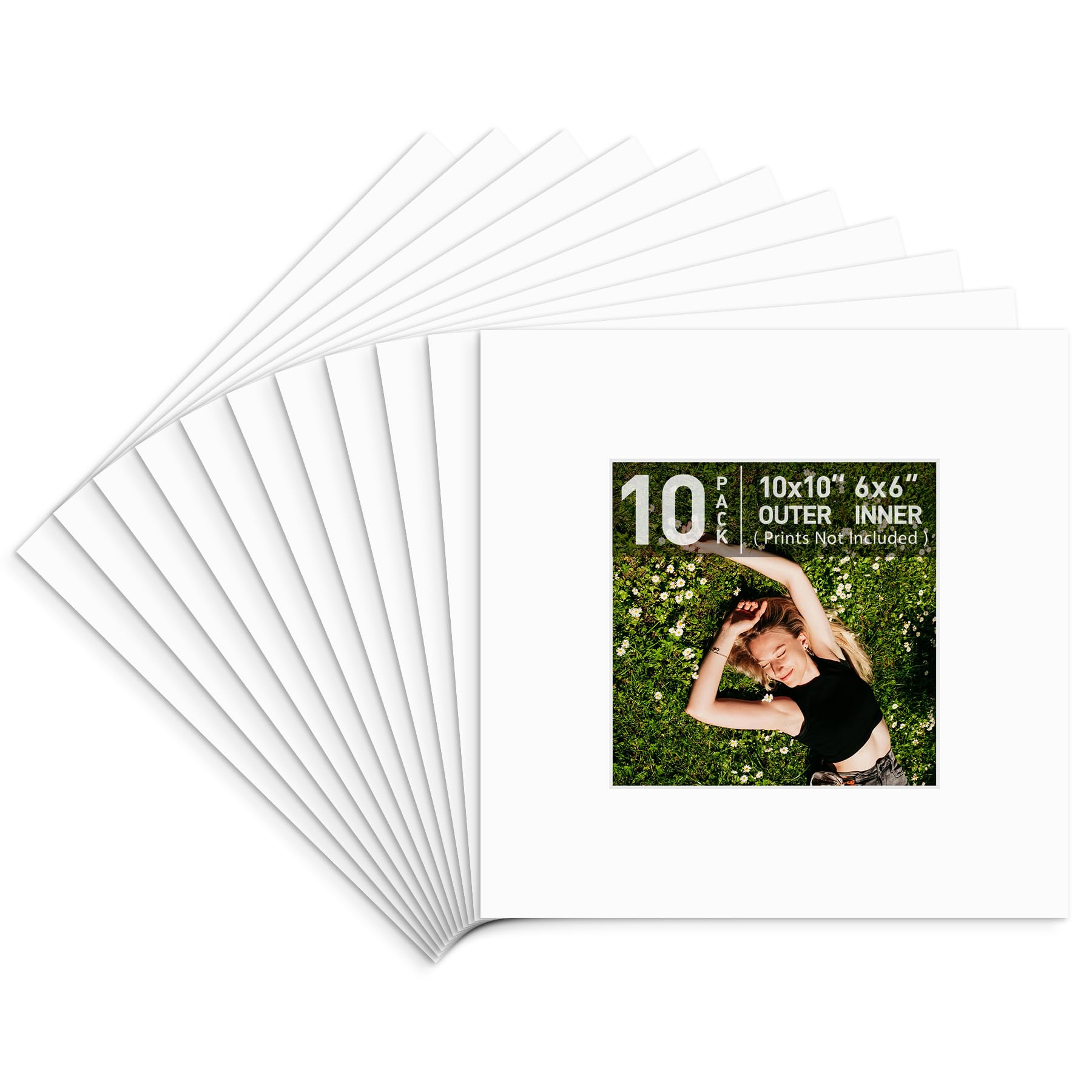 Snapklik.com : Pack Of 10 Acid Free 10x10 For 6x6 White Picture Mats ...