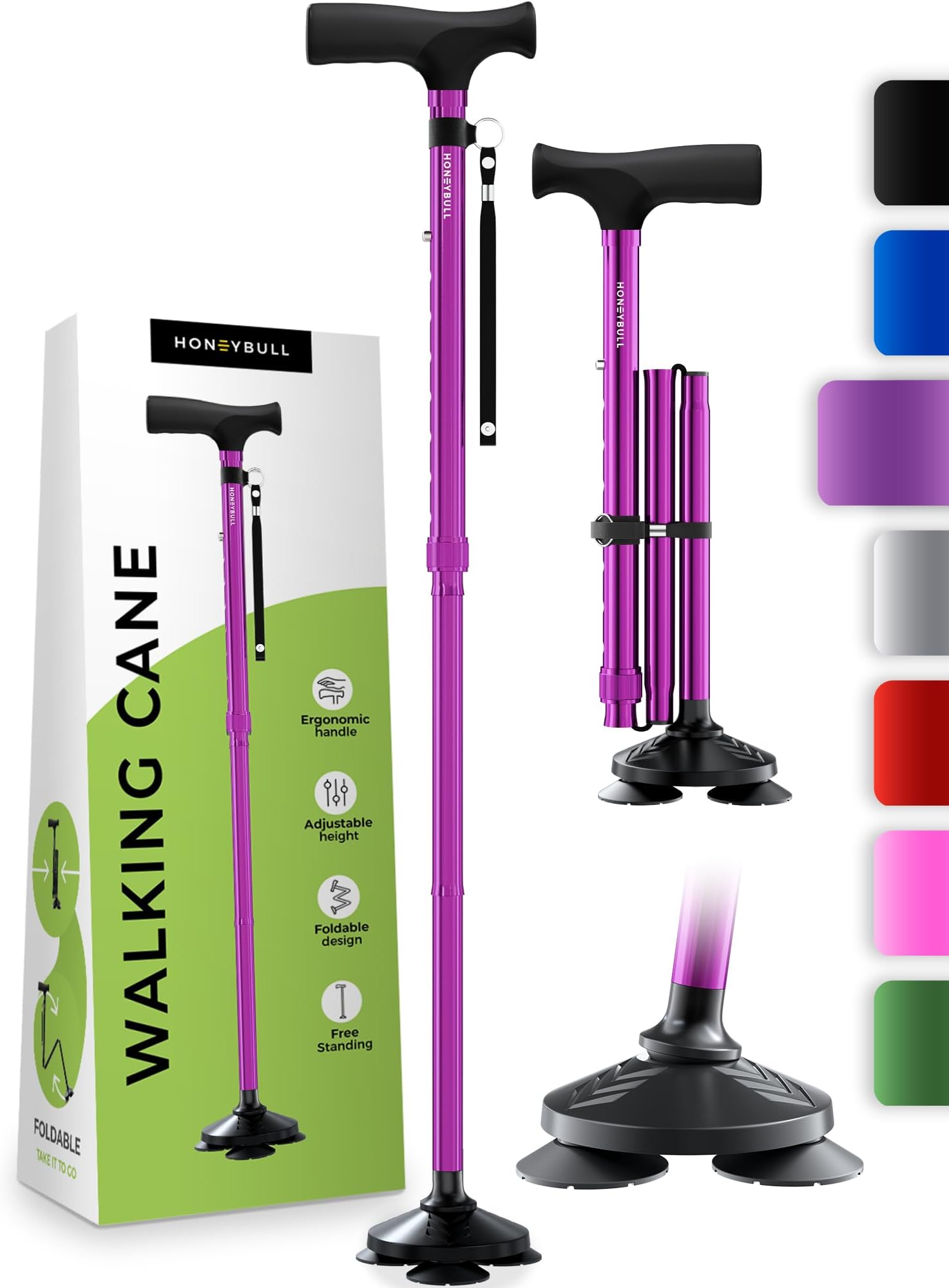 Amazon.com: HONEYBULL Walking Cane for Men & Women - Foldable ...